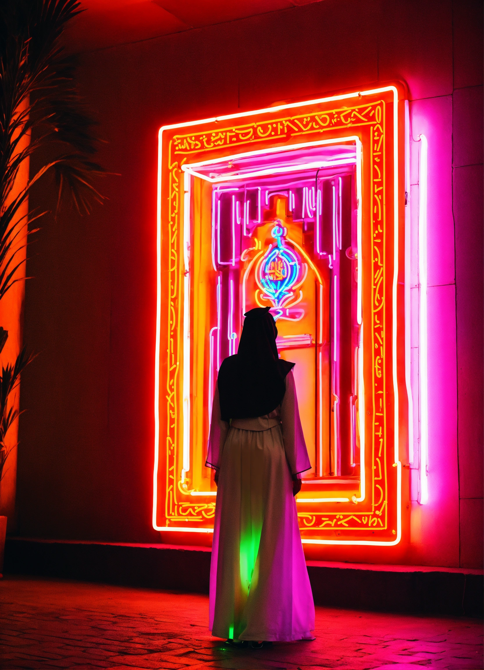 Lexica - Saudi shapes neon light on an esorts venue wall, arabian pop ...