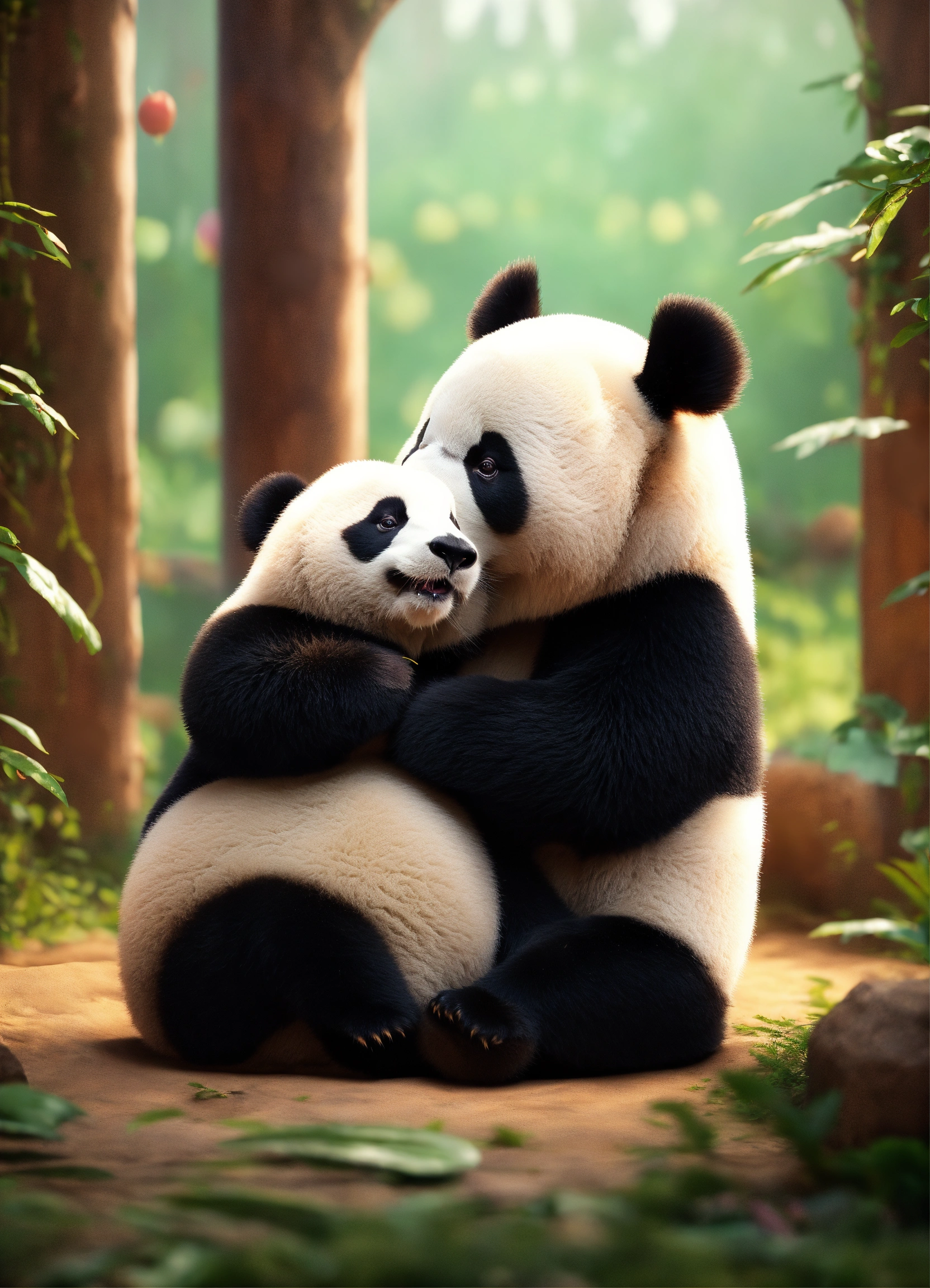 Lexica - Happy pandas cuddling, cute critters, by oliver jeffers ...