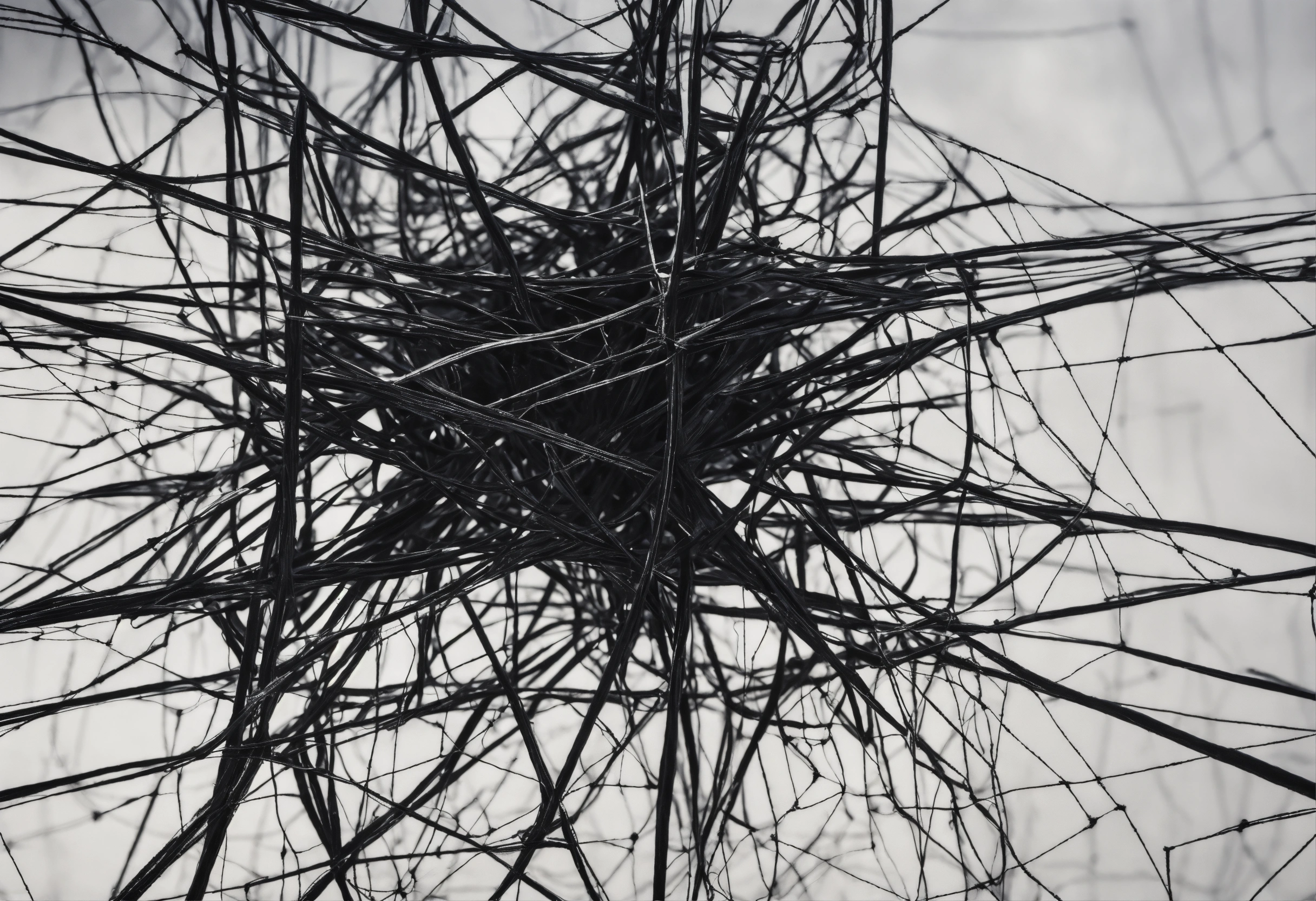 Lexica - A tangled web of black lines on a white canvas, creating a ...