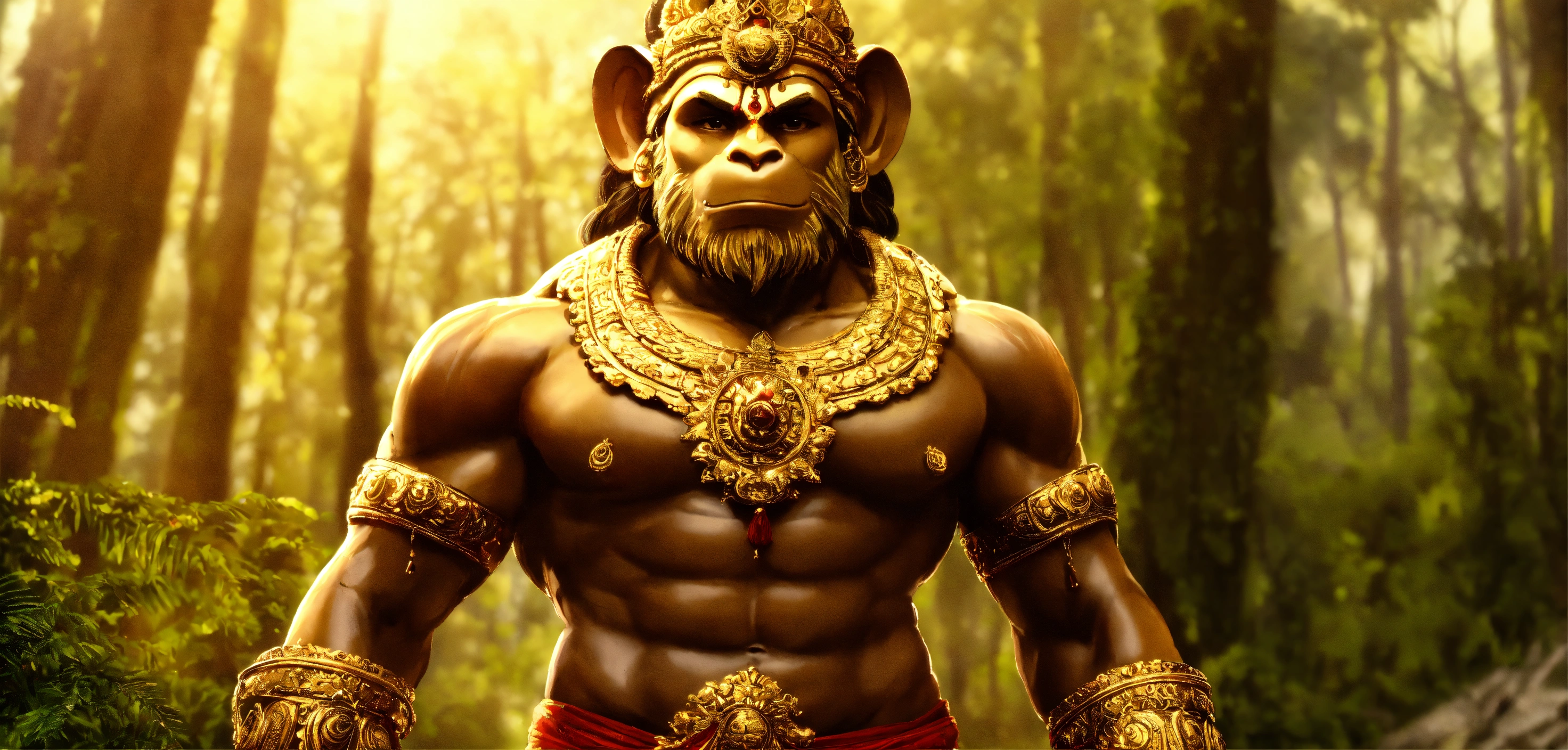 Lexica - A hindu god named hanuman, with strong body and gold to his ...