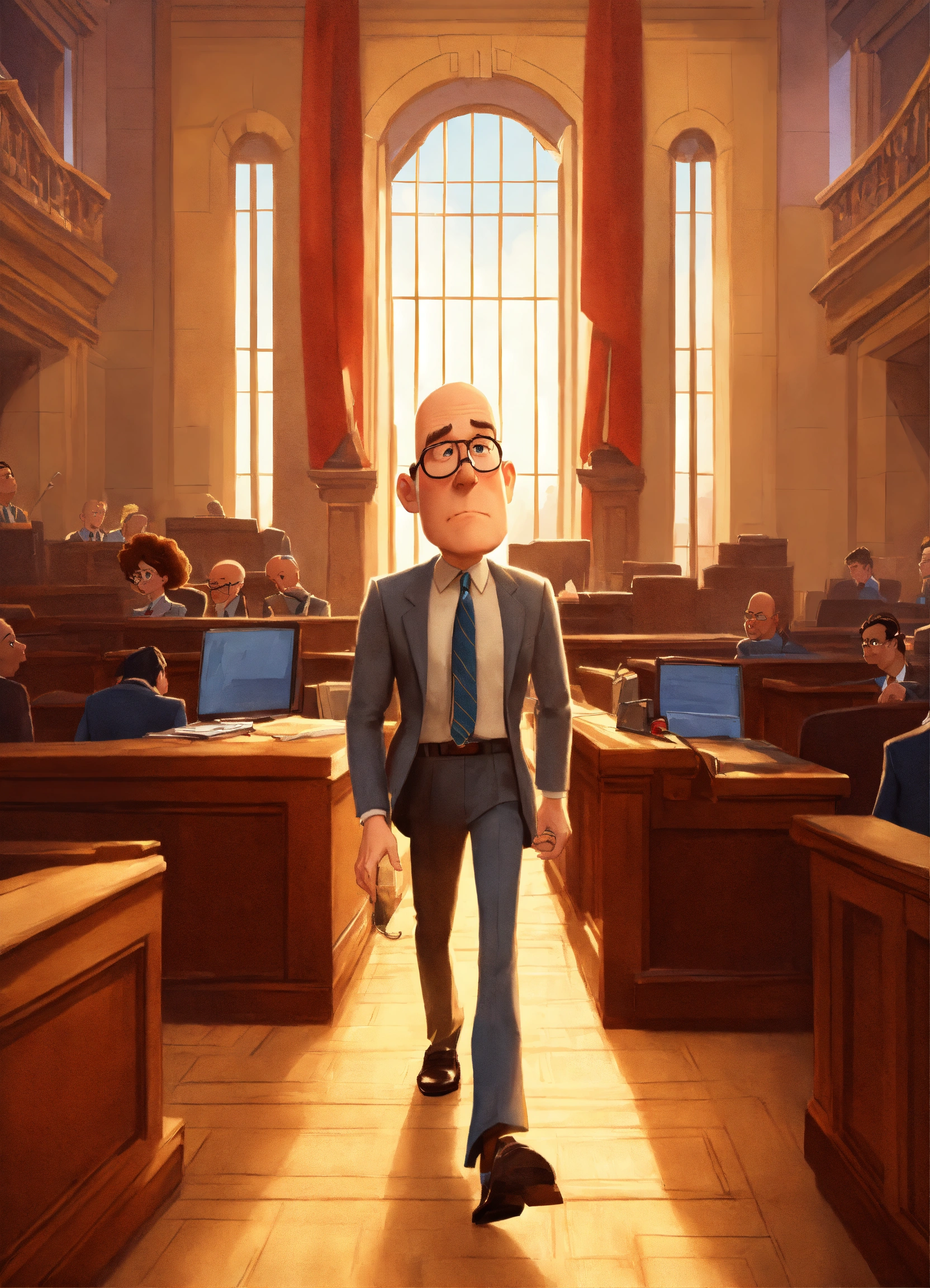 Lexica - Pixar style movie poster, Disney style, of a hurried lawyer ...