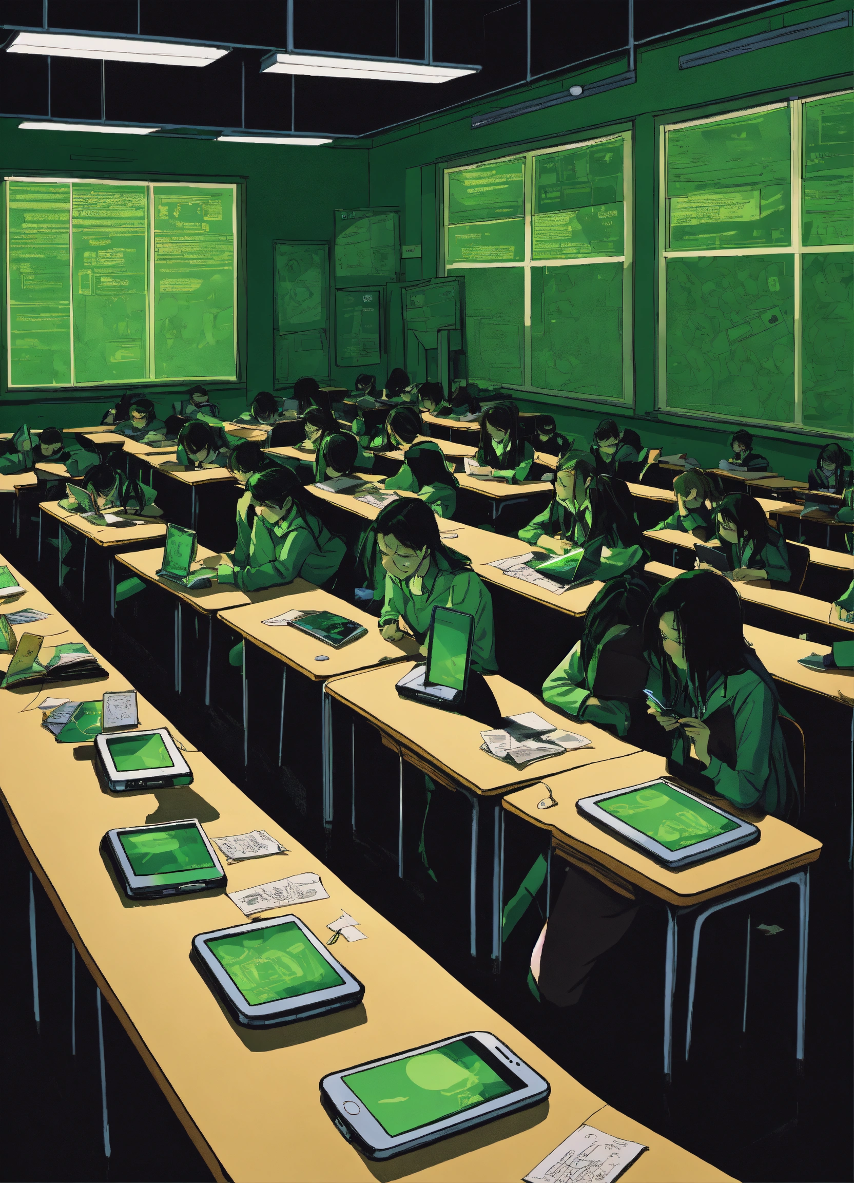 Lexica - Design a comic cartoon poster depicting a classroom where all ...