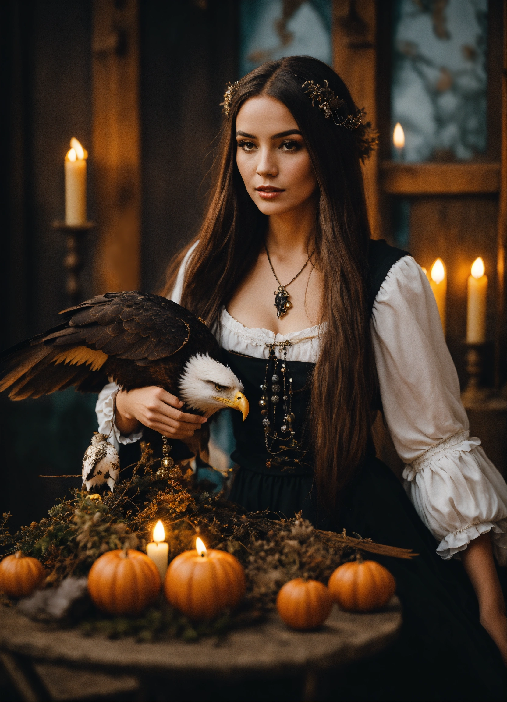 Lexica - A beautiful witch with long hair half black and half white ...
