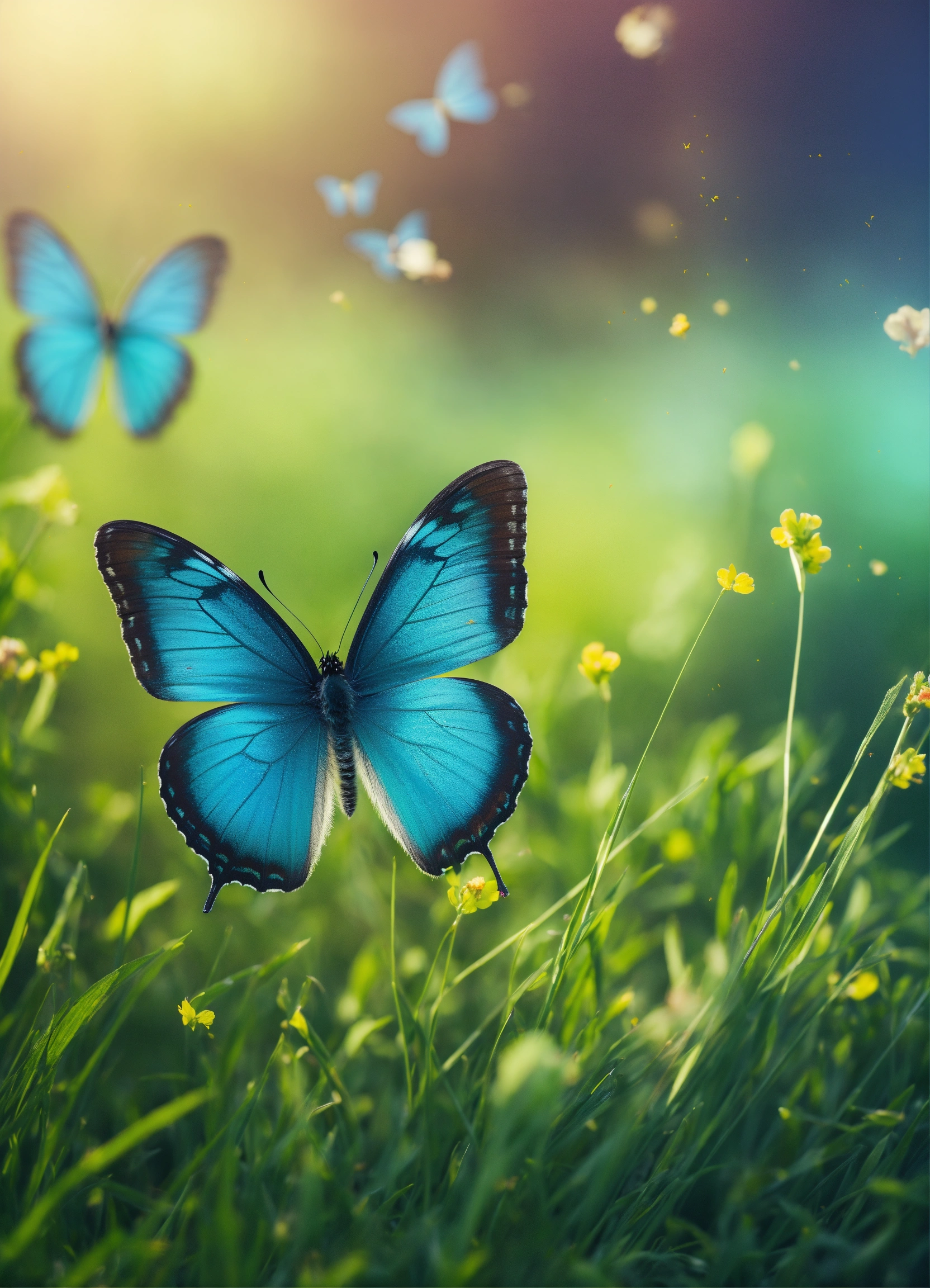 Lexica - Hyperrealistic and beautiful butterflies on the grass and ...