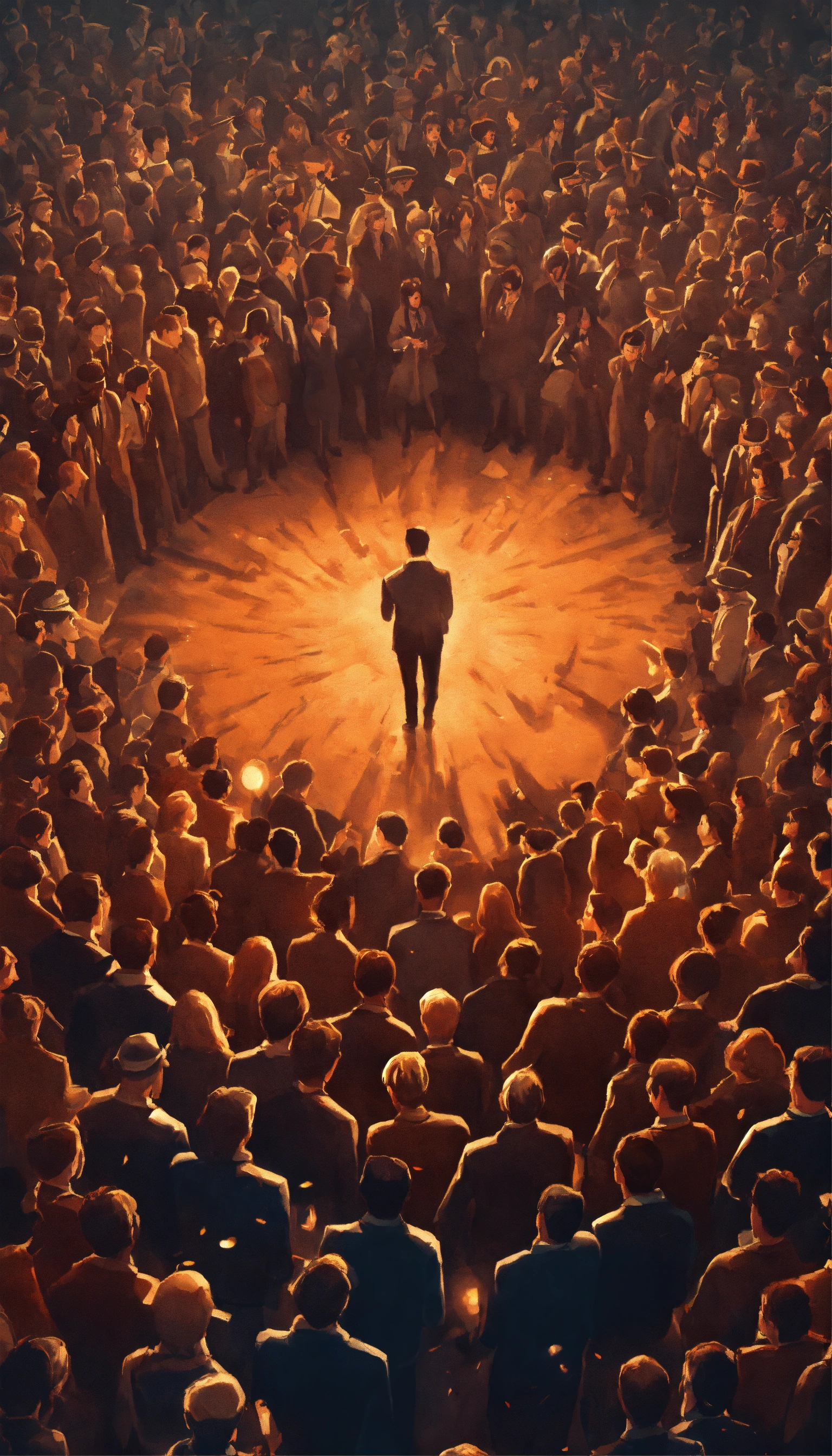 Lexica - A lone person getting surrounded by an angry mob of people in ...