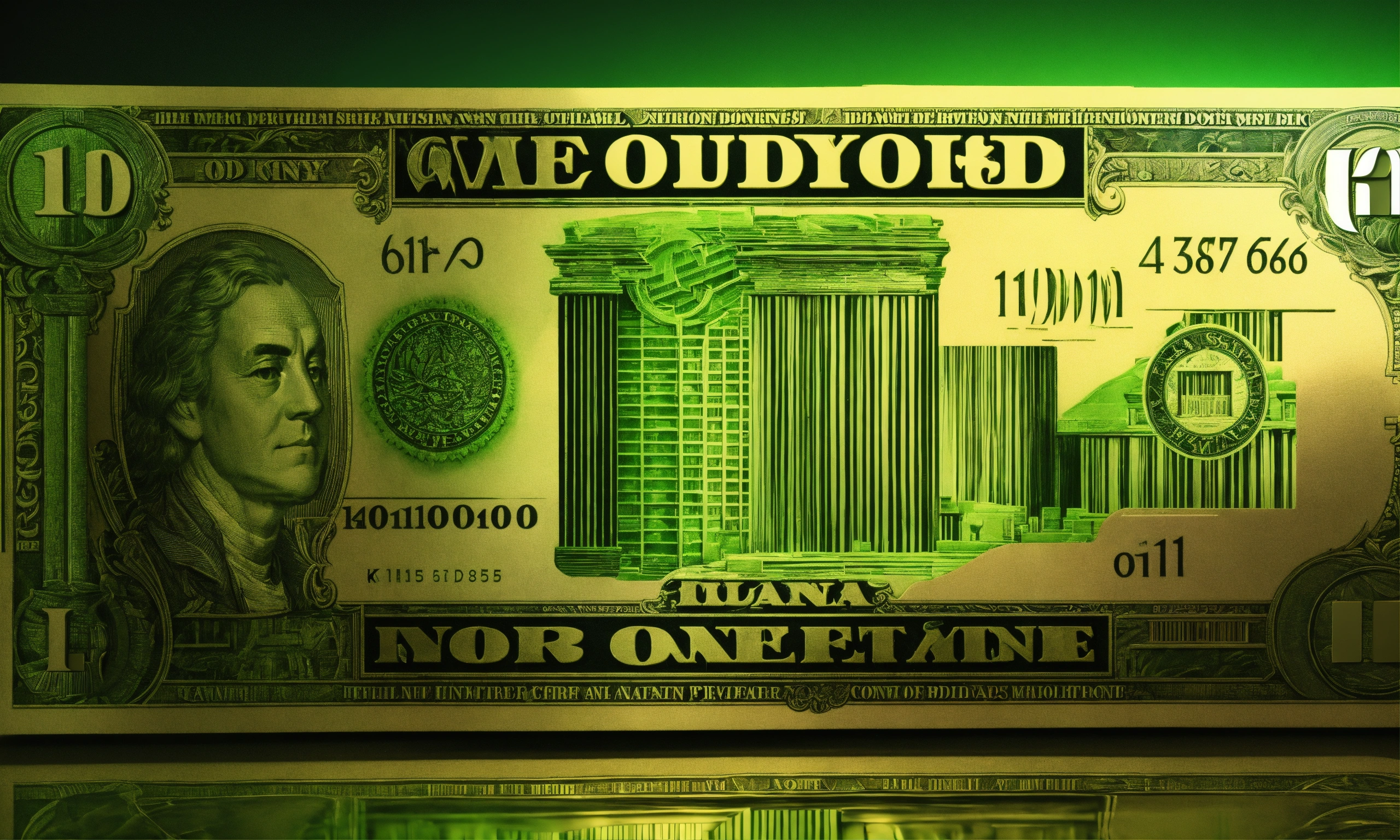 Lexica - Beautiful one money bill, 3D render, 8k, dark green theme