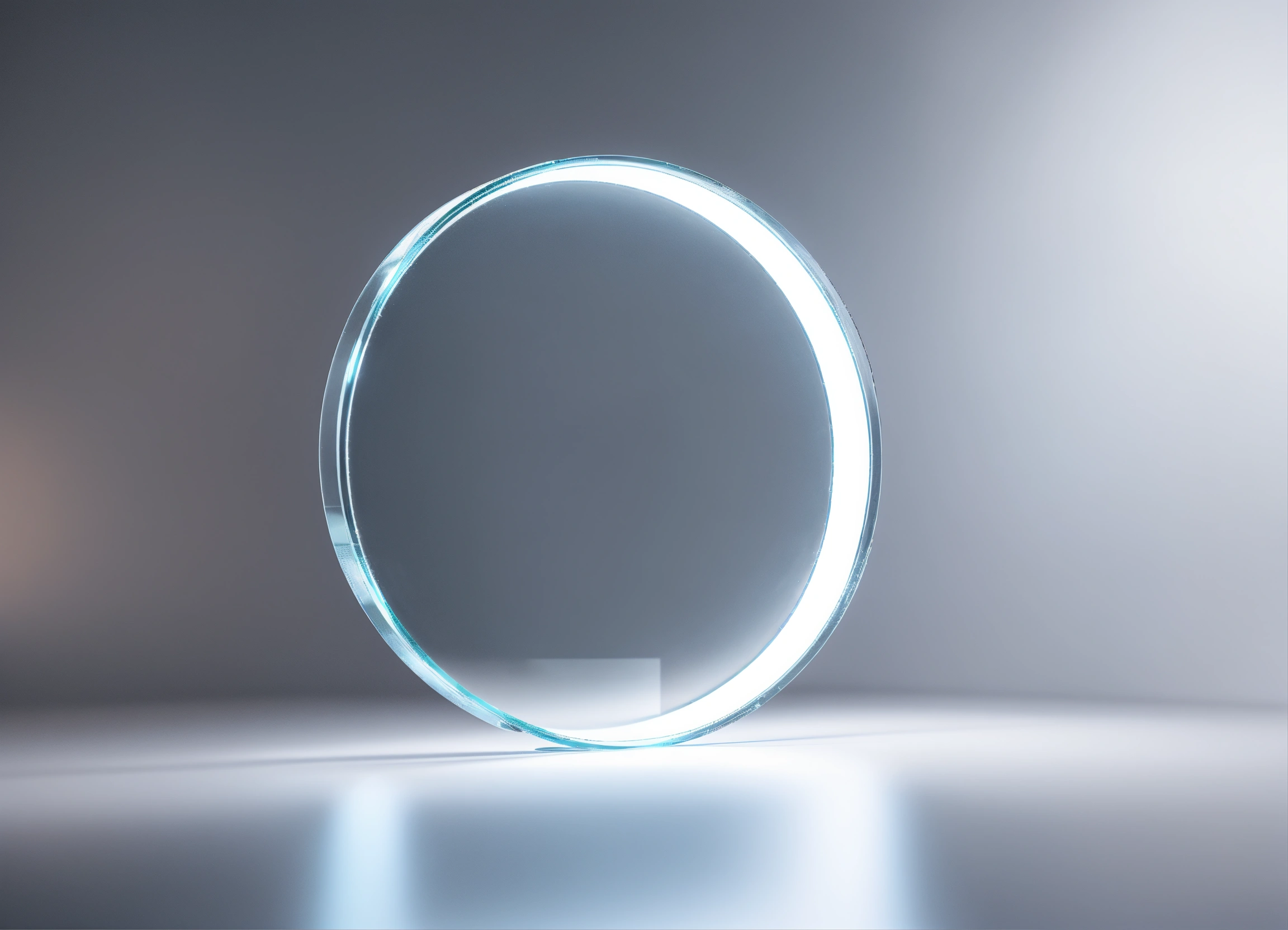 Lexica - Ultra thin glass circle, seen from a side angle with a rotated ...