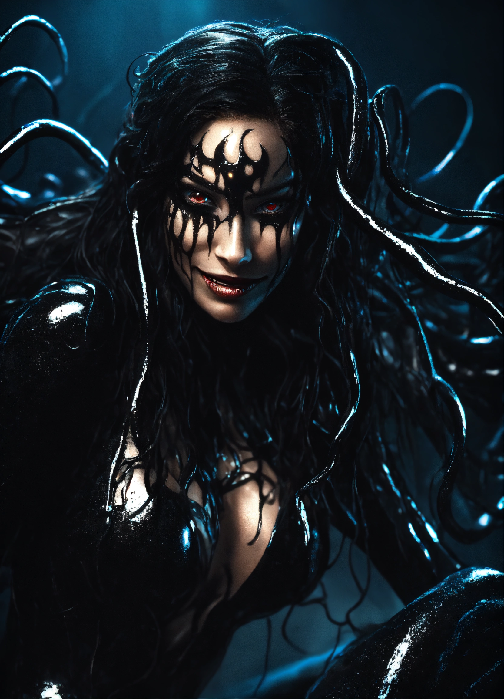 Lexica - An ultrarealistic full body photograph of woman venom symbiote ...