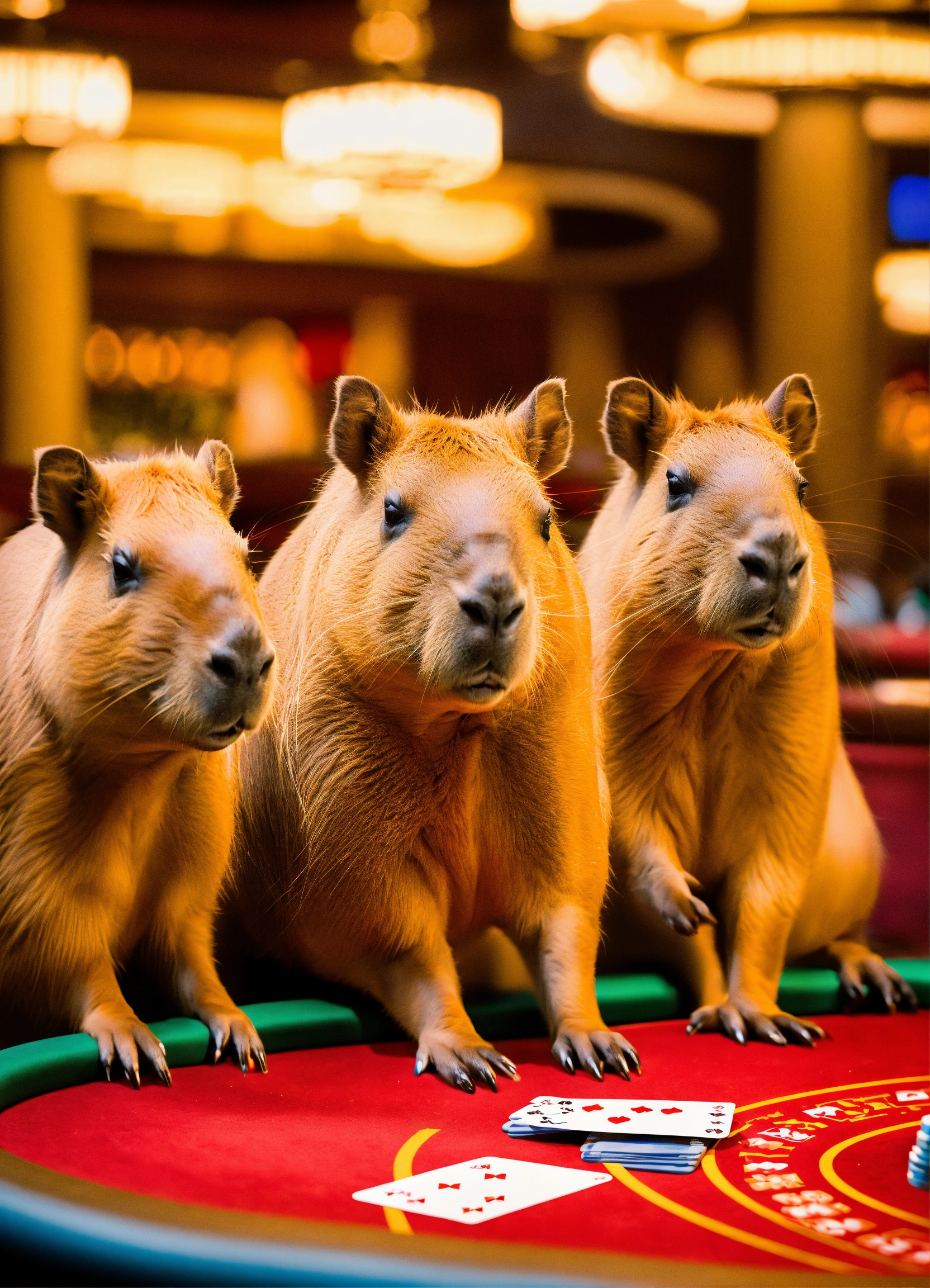 Lexica - Group of capybaras playing cards in a casino in Las Vegas, 8k ...