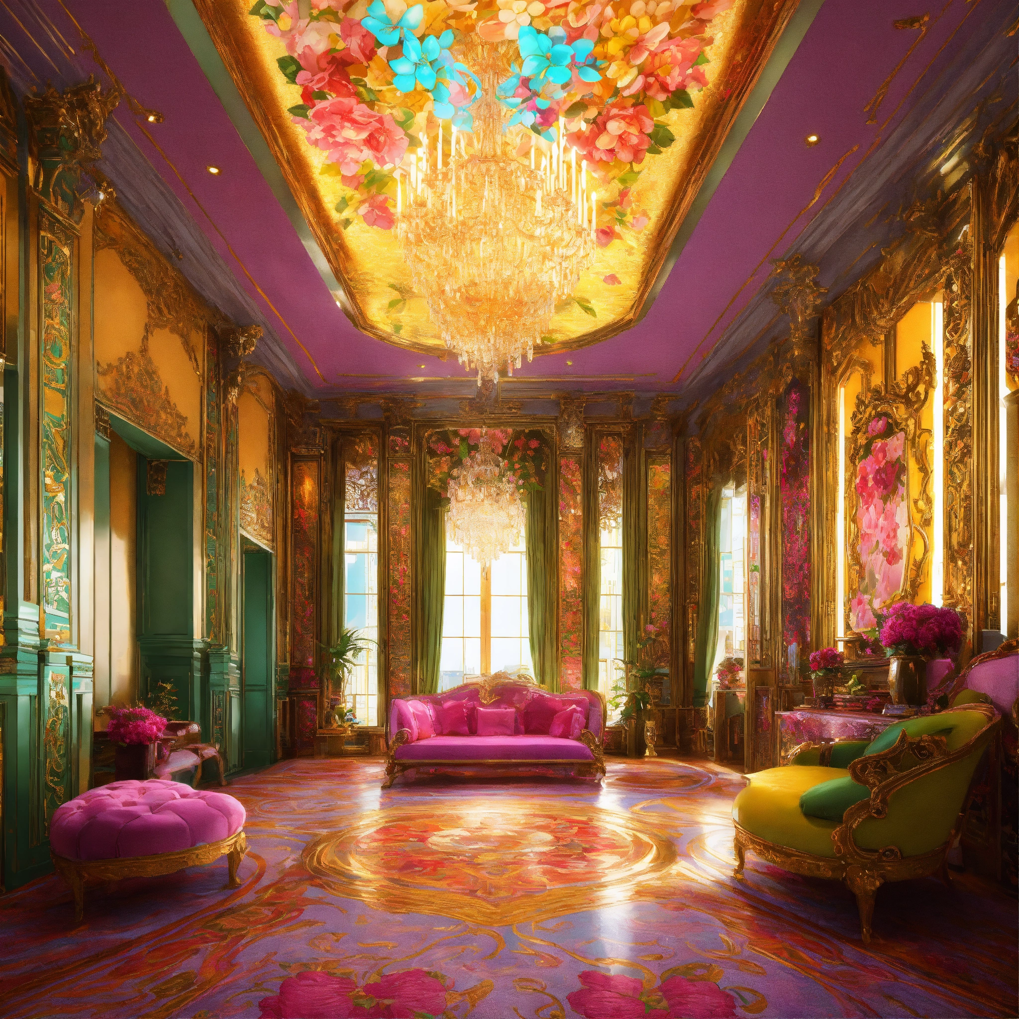 Lexica - Futuristic beautiful French mansion interior glamorous ...
