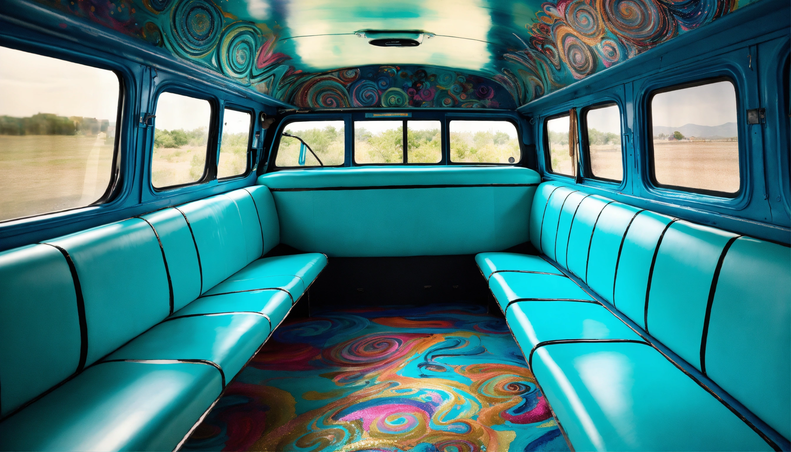 Lexica - Concept art of hyper realistic turquoise Volkswagen bus ...