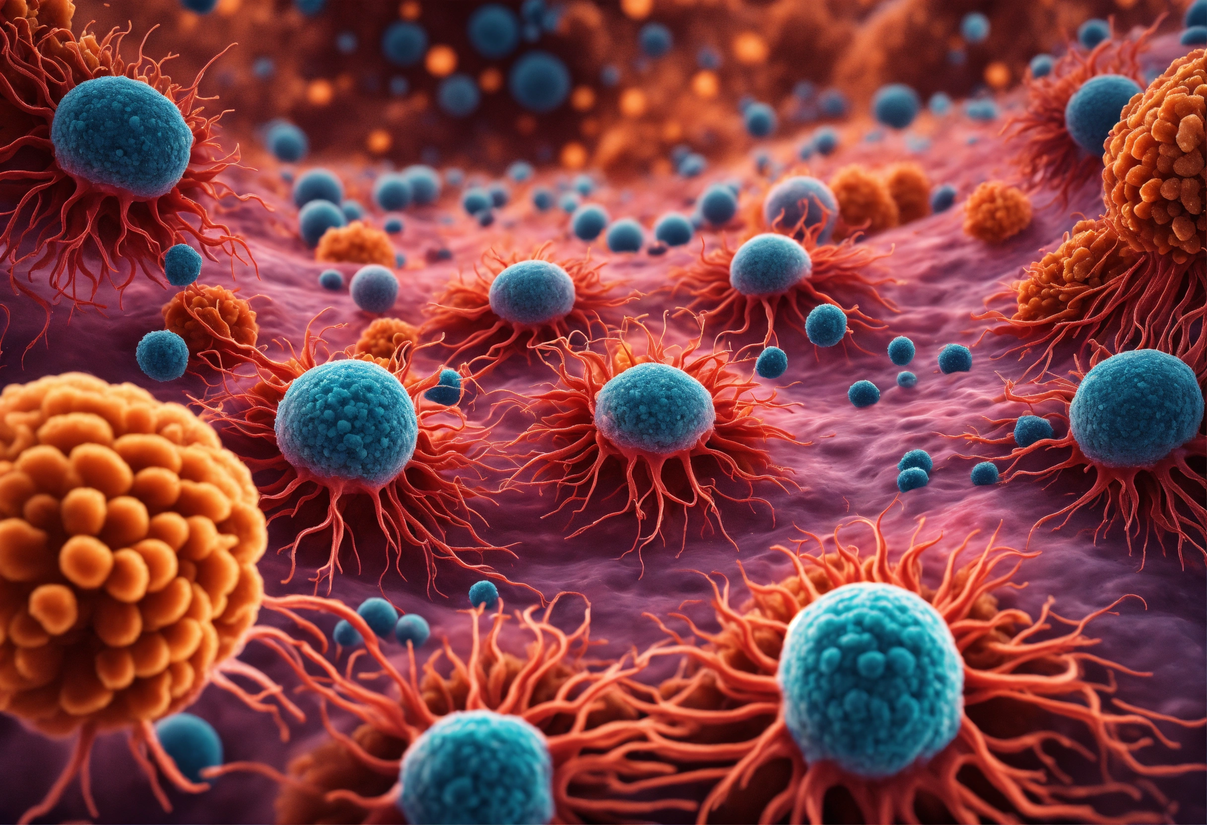 Lexica - A hand drawn painting of a cancerous cells in the middle of ...