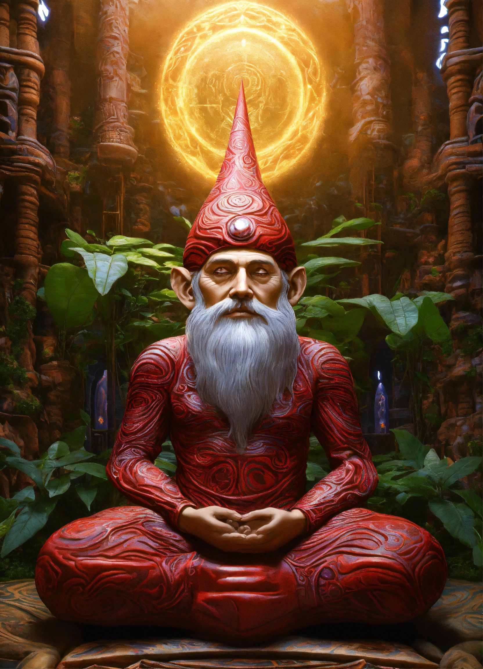 Lexica - A spiritual gnome meditation garden Style of alex grey.giger ...