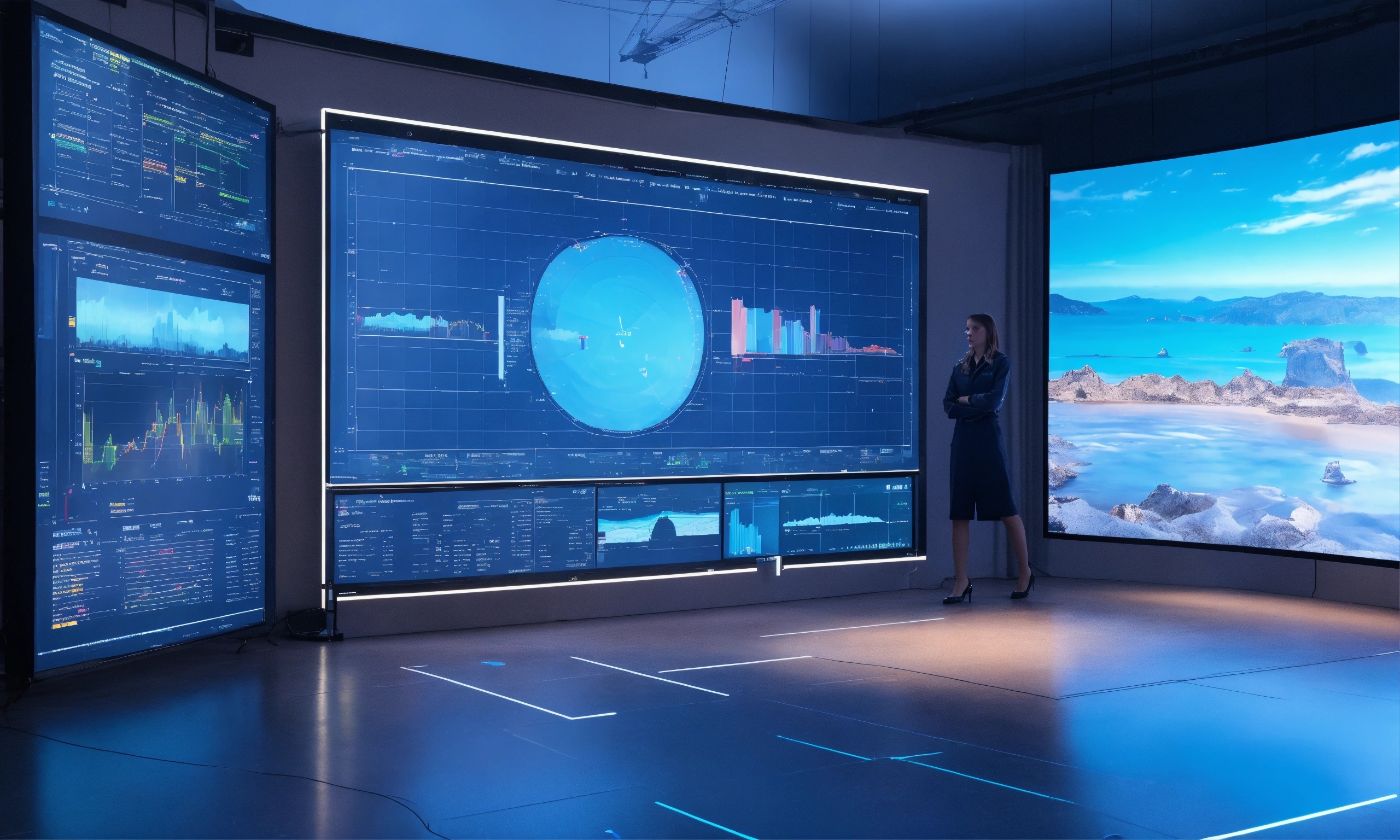 Lexica - Full transparent big screen with data analyse, blue, 8k, high ...