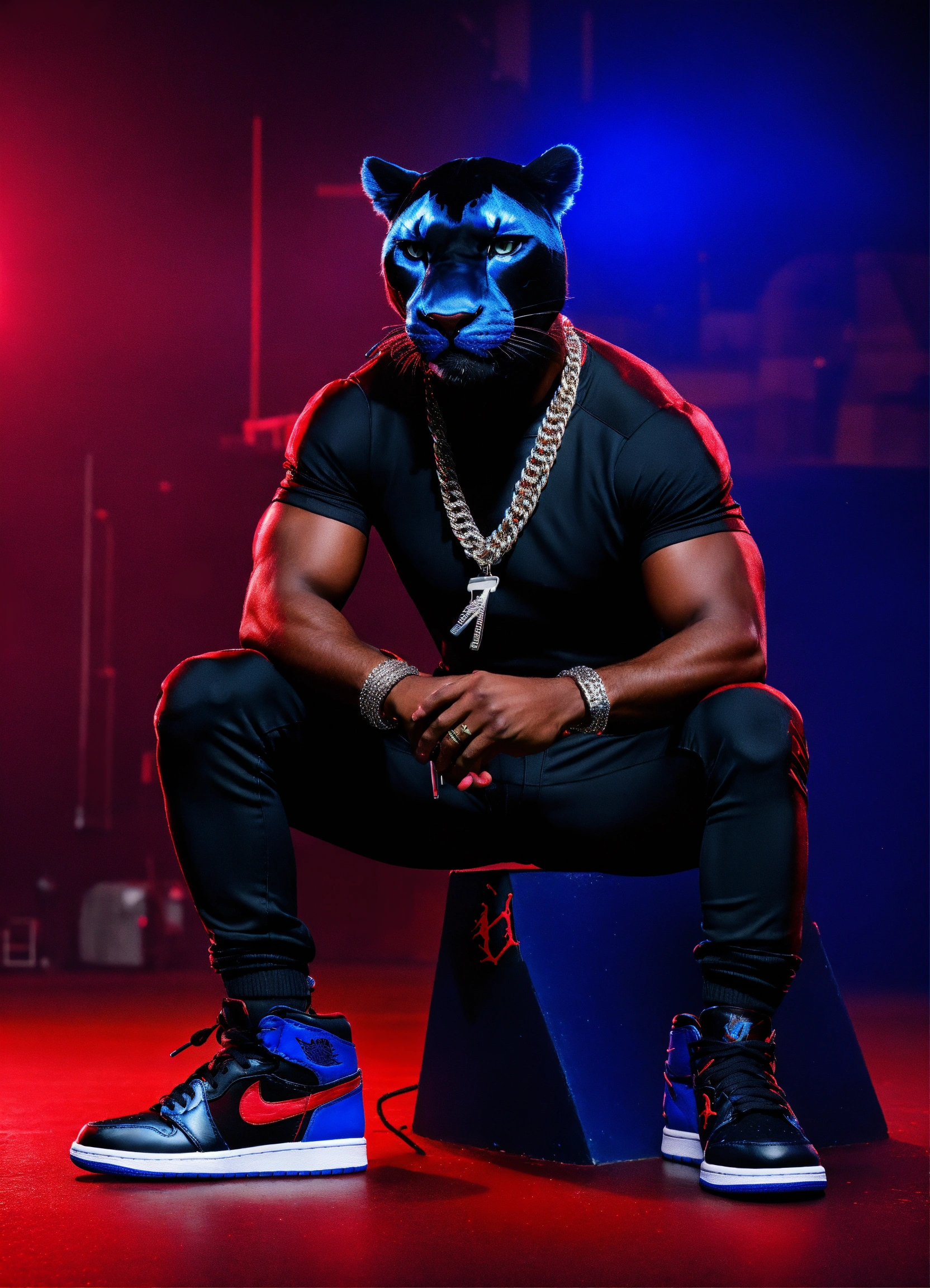 Lexica - An image of a full body panther mascot in the color black ...