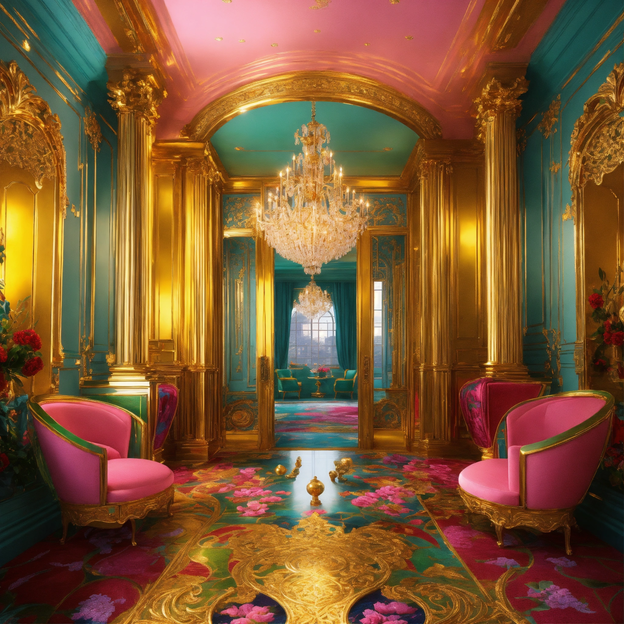 Lexica - Futuristic beautiful French mansion interior glamorous ...