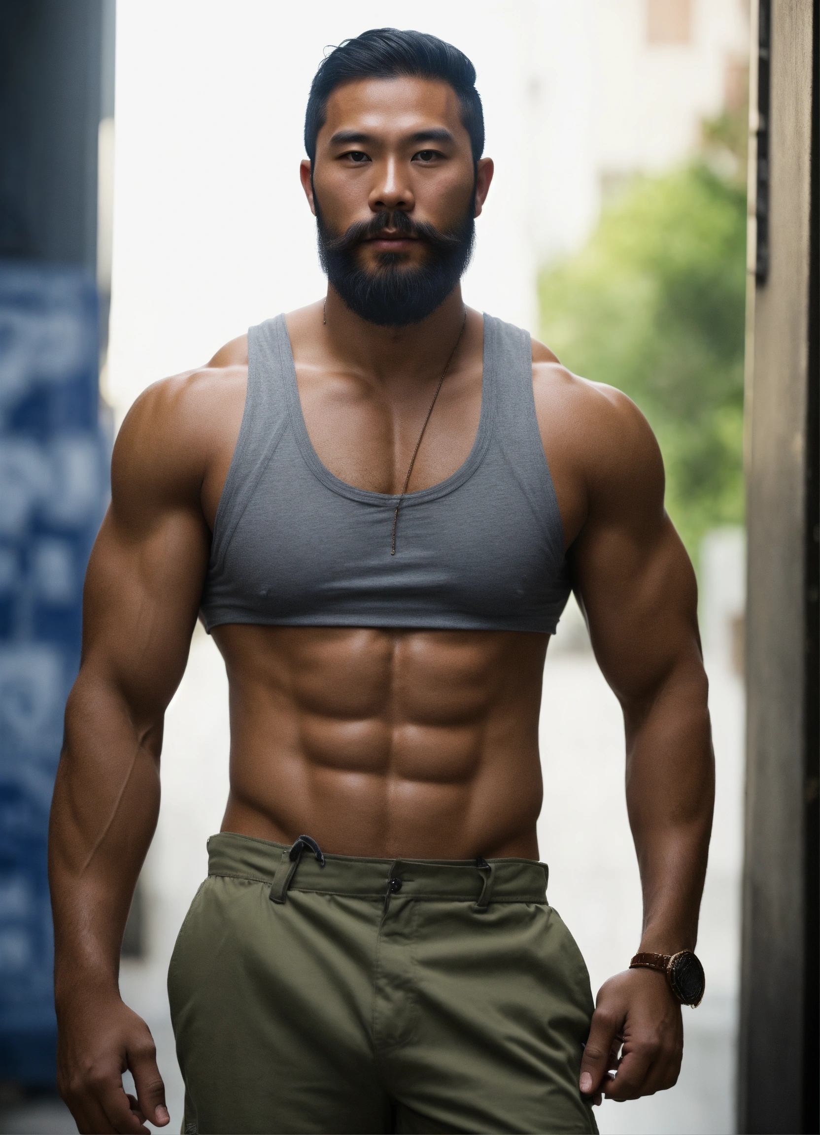 Lexica - Dark-skin Asian man in his late 30s Broad muscular build Well ...