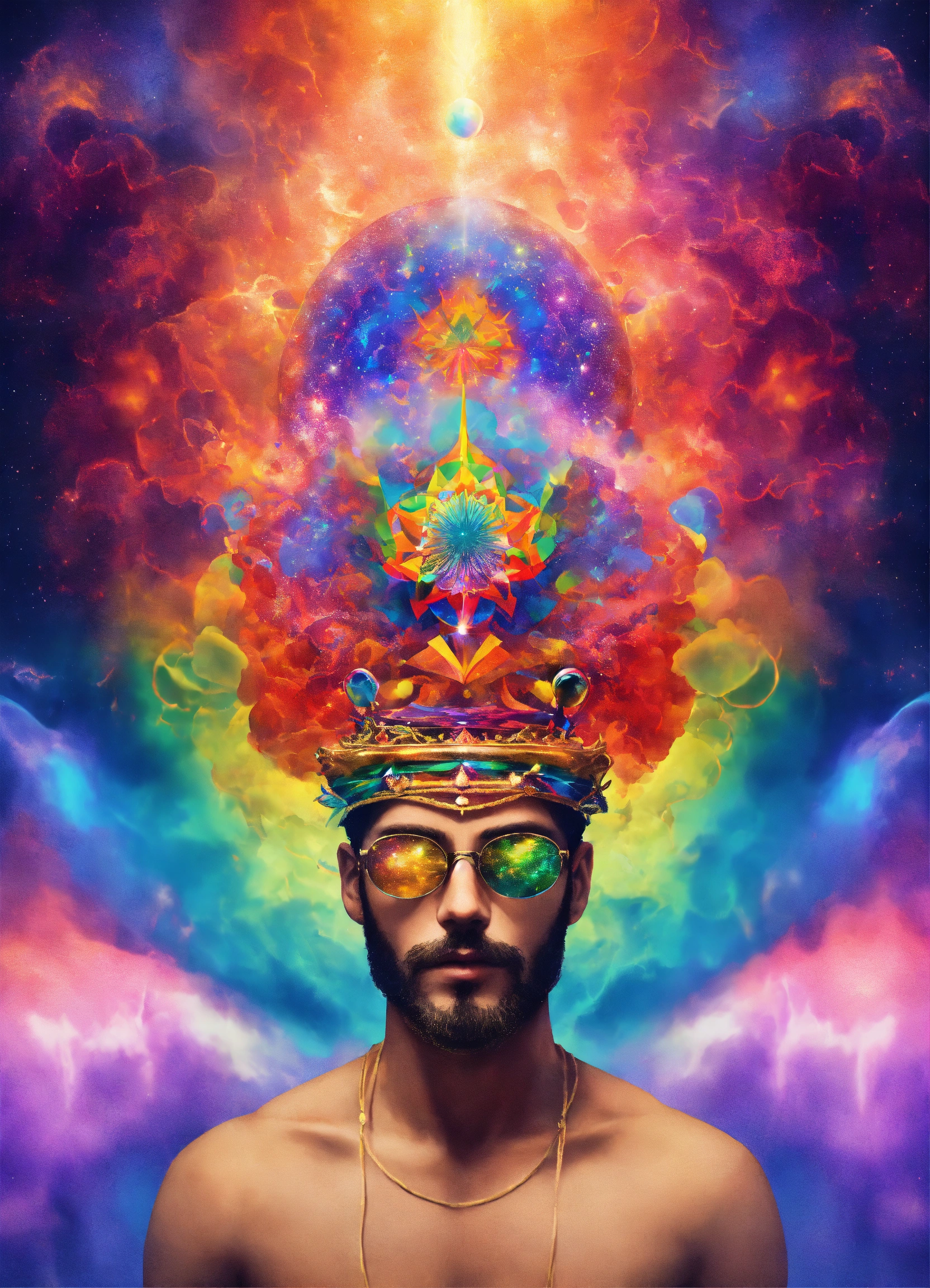 Lexica - Abstract drum smoking dmt, with universe coming out of his ...