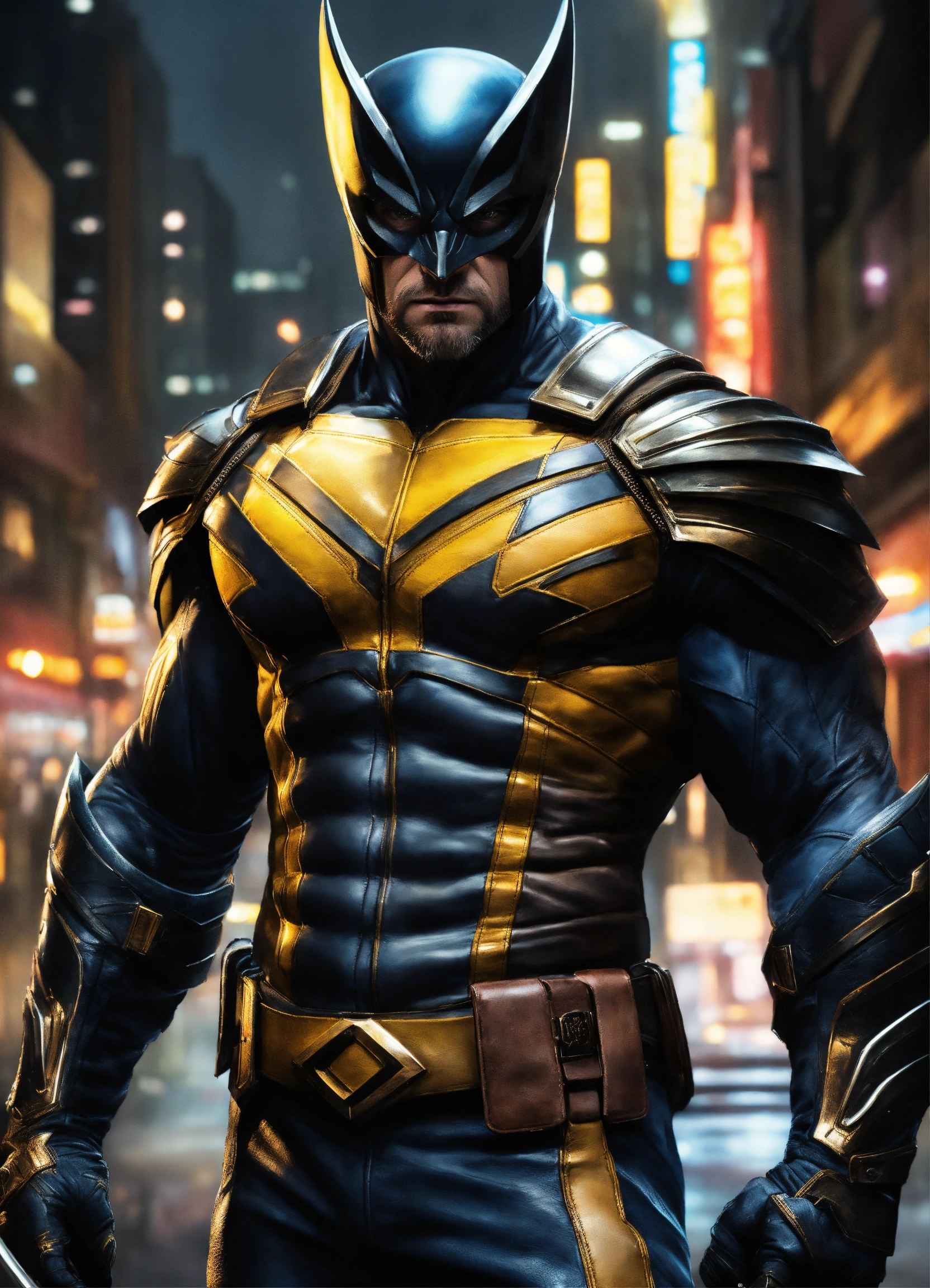 Lexica - Portrait painting of wolverine with black leather armor, ultra ...