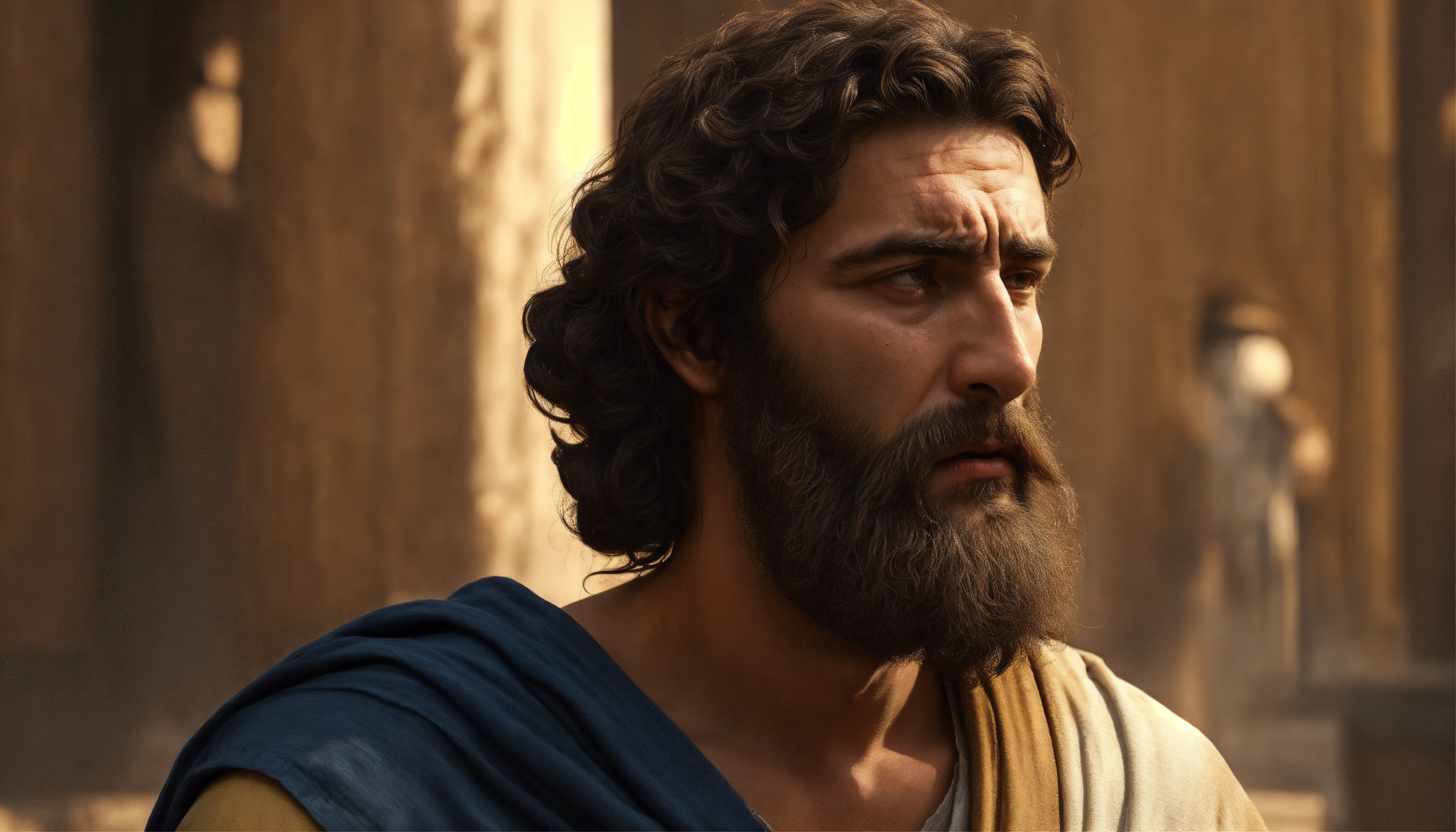 Lexica - Poor stoic man, bearded, with problems, cryinghand on forhead ...