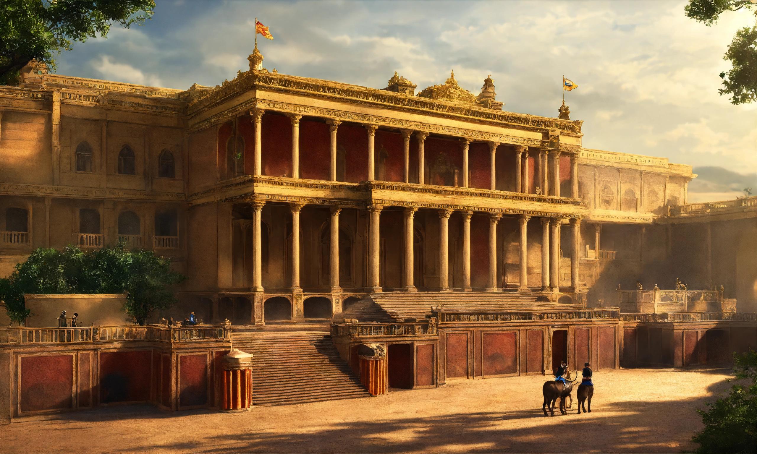 Lexica - Realistic palace with Daniel in the lions den