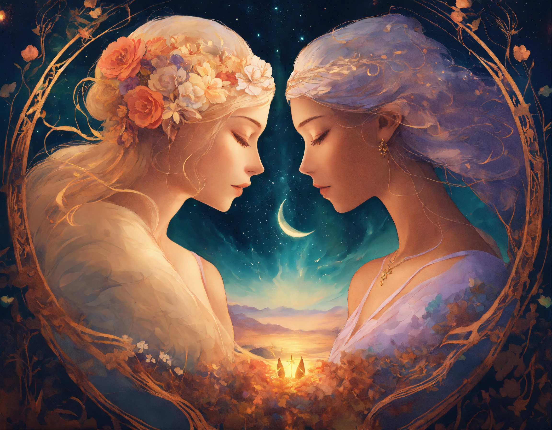 Lexica - "Create an ethereal and magical illustration representing two ...