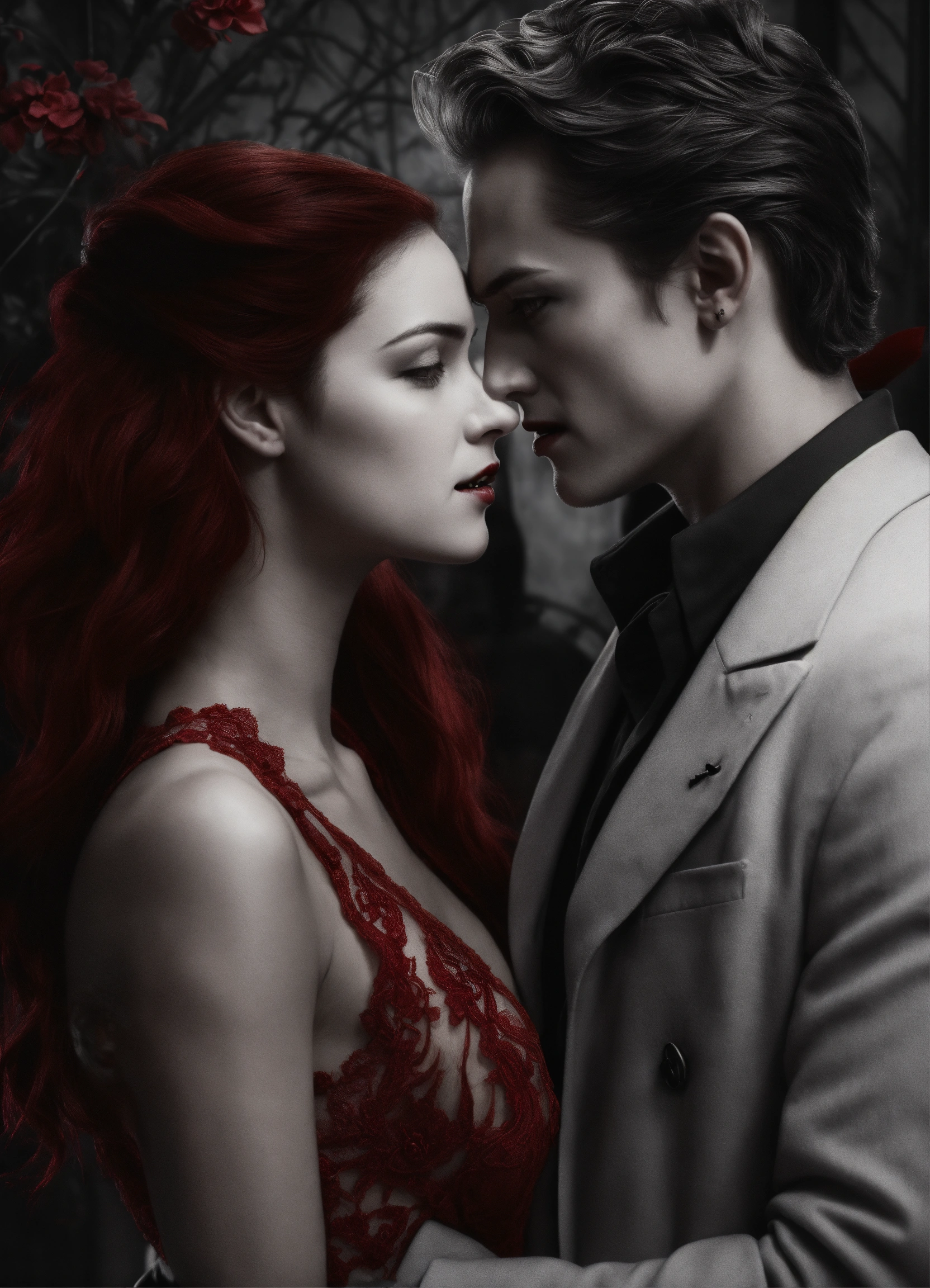 Lexica - Photorealistic, blackandwhite, bella and edward, vampire, like ...