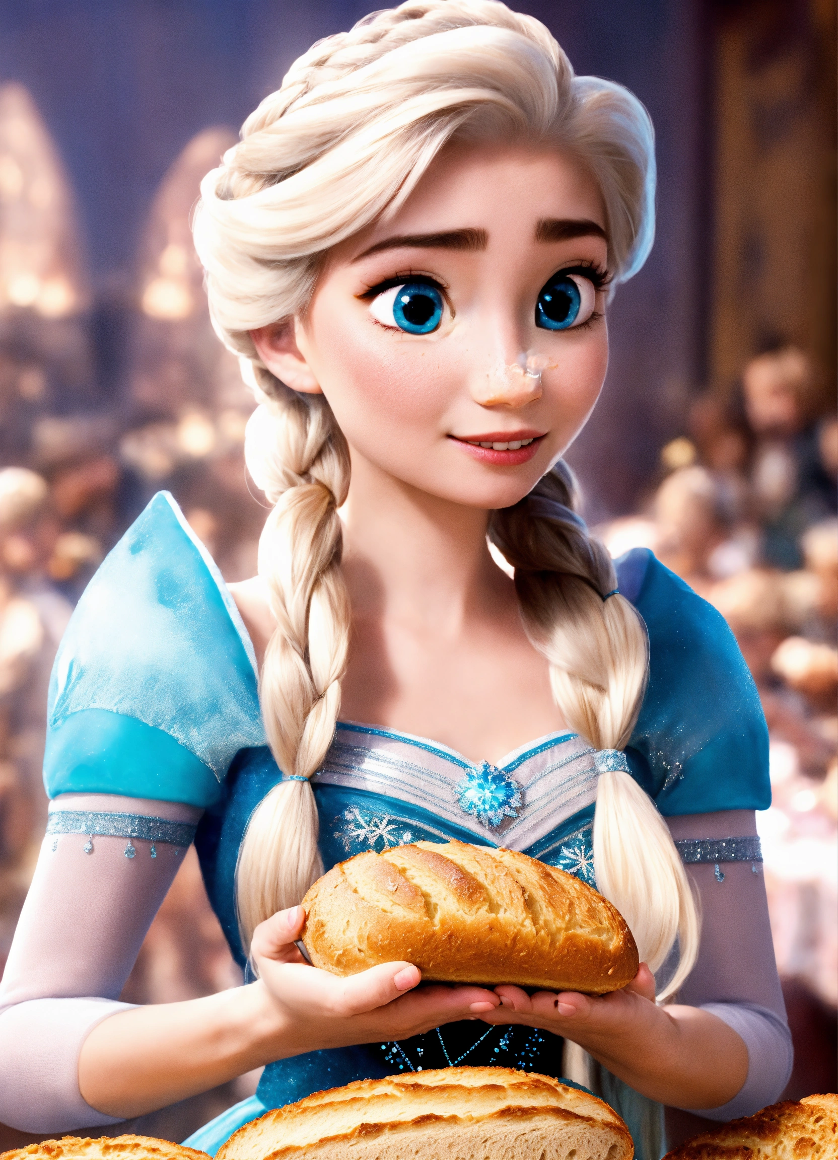 Lexica - Elsa eats bread