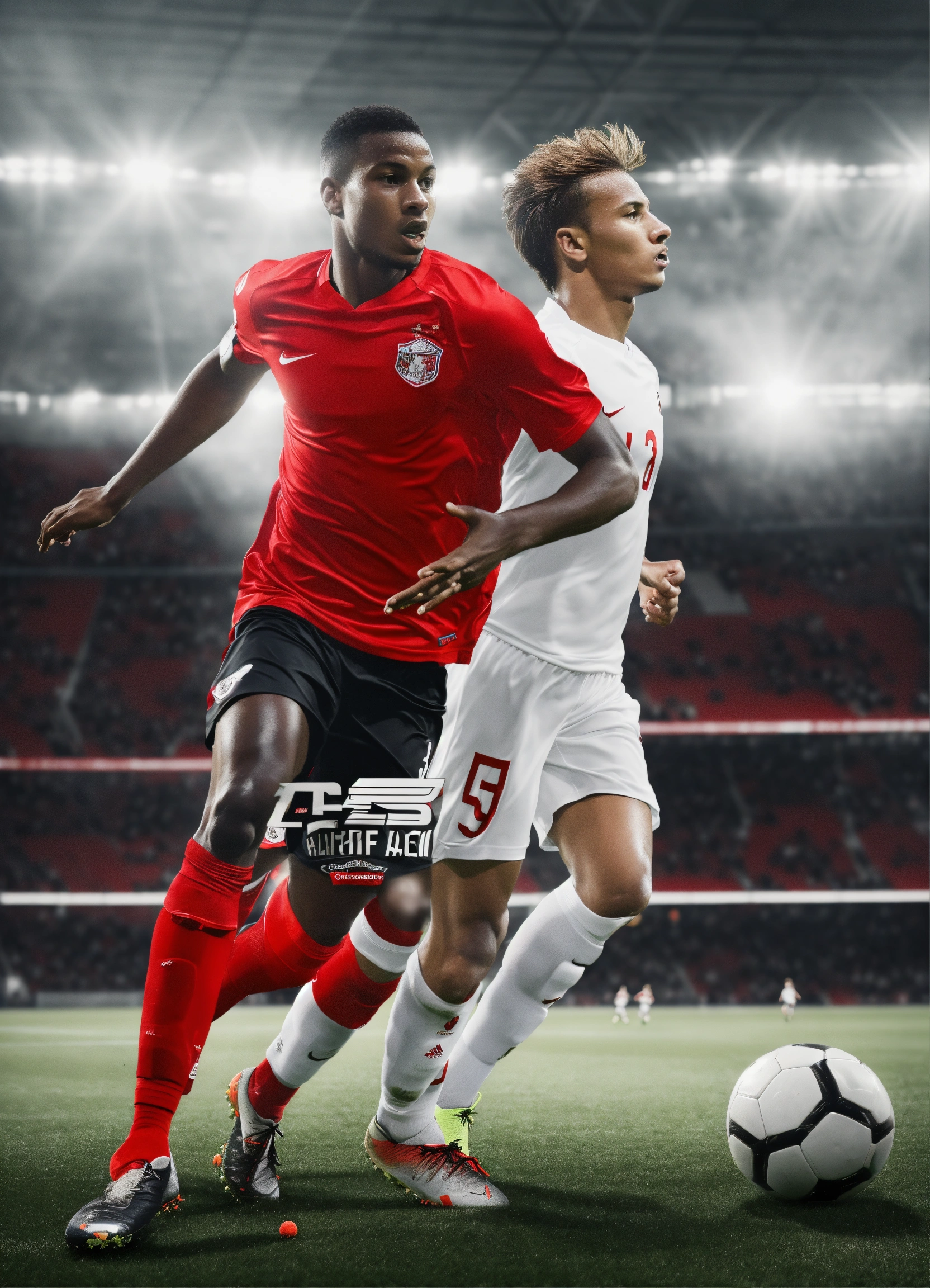 Lexica - Black and white soccer player vs red and white soccer player ...