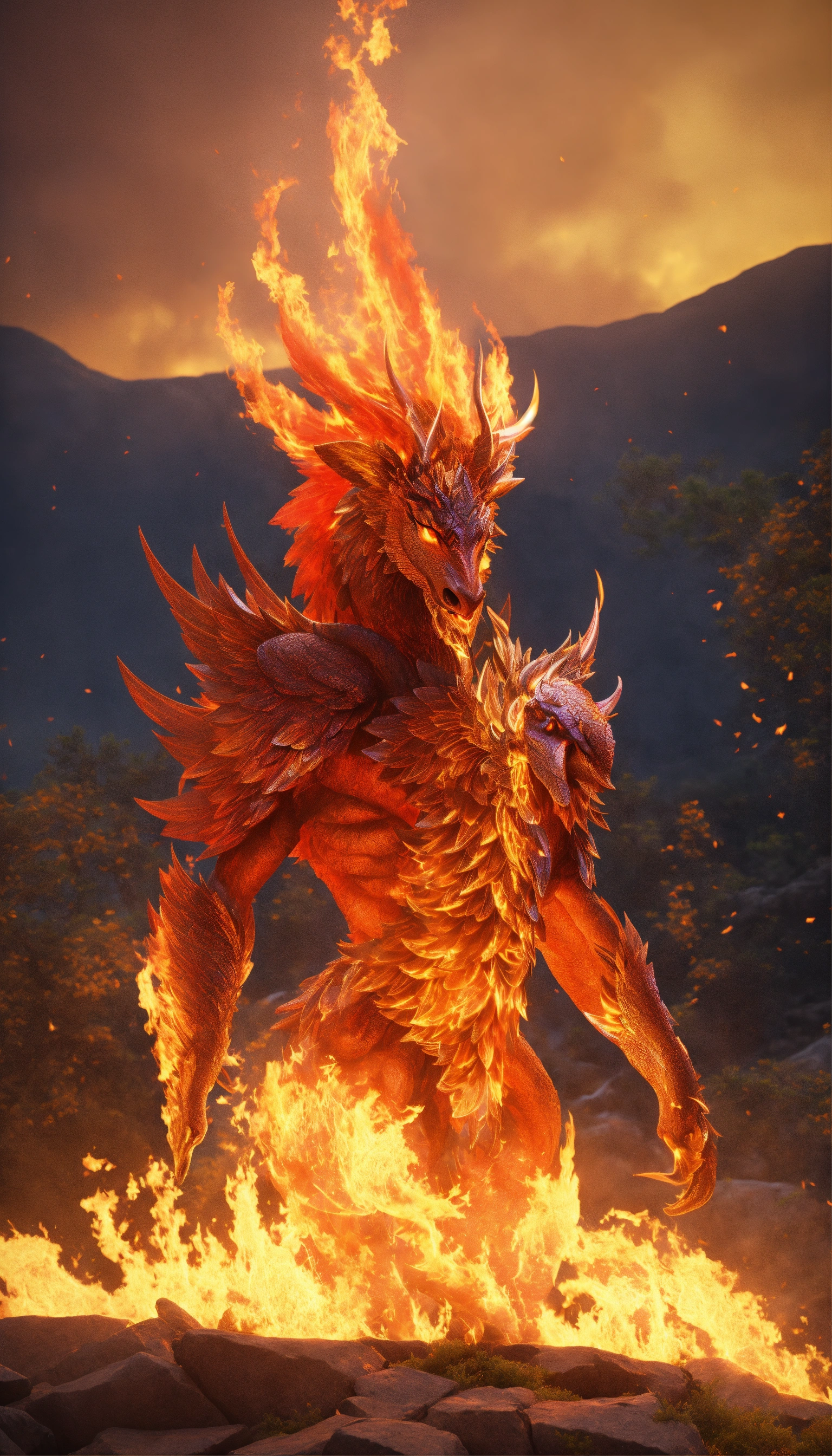 Lexica - A fire mythical creature, 8k, Unity.