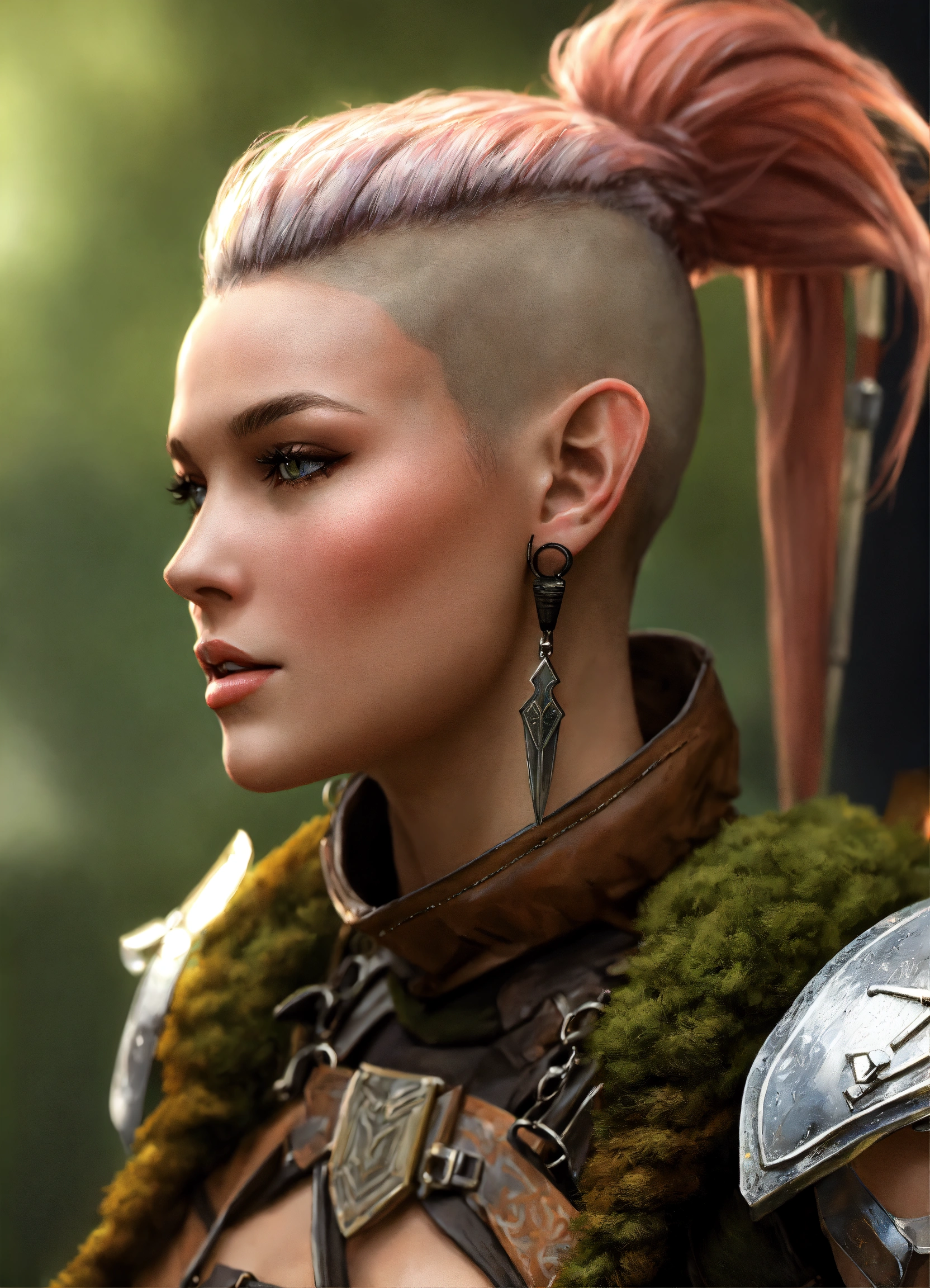 Lexica - Female elf ranger with sides of head shaved in short mohawk ...