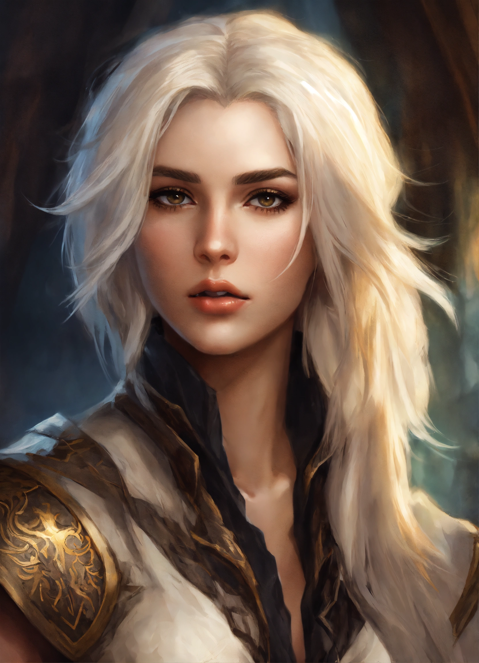 Lexica - Hot young woman with platinum blonde hair with a black streak ...