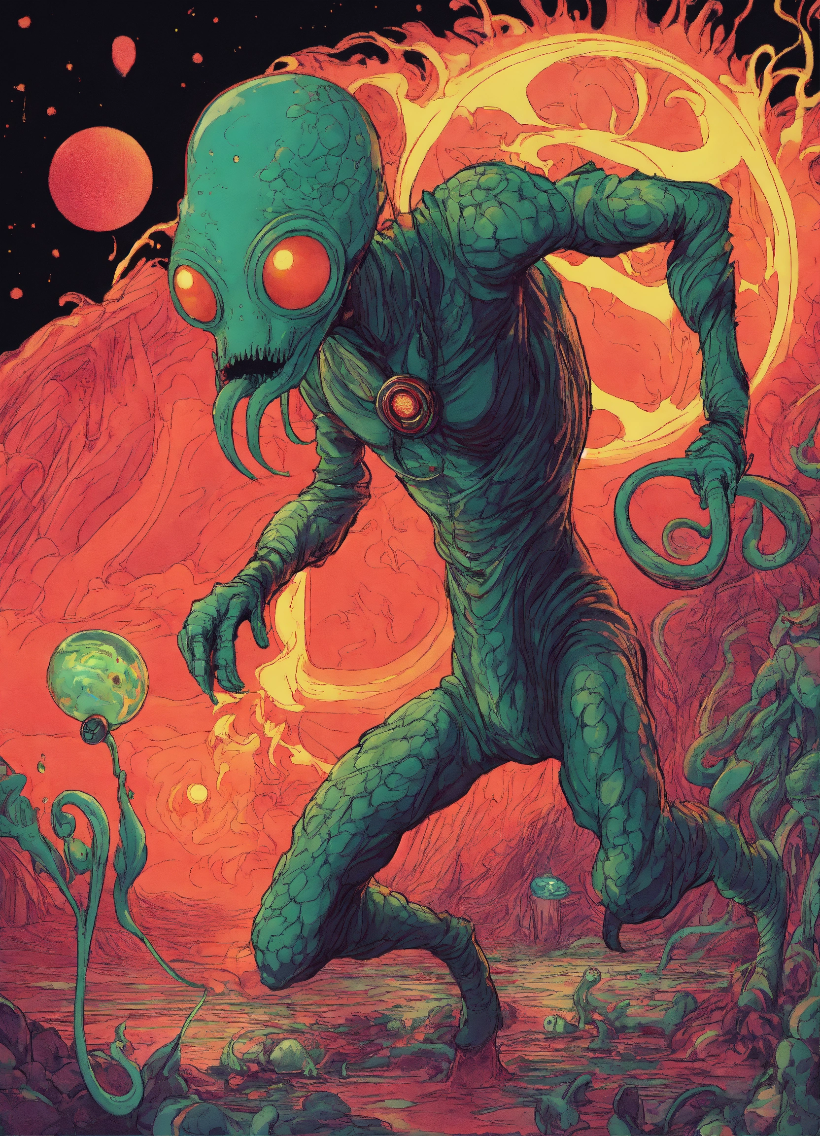 Lexica - Lovecraftian aliens in the flash style, trending on art ...