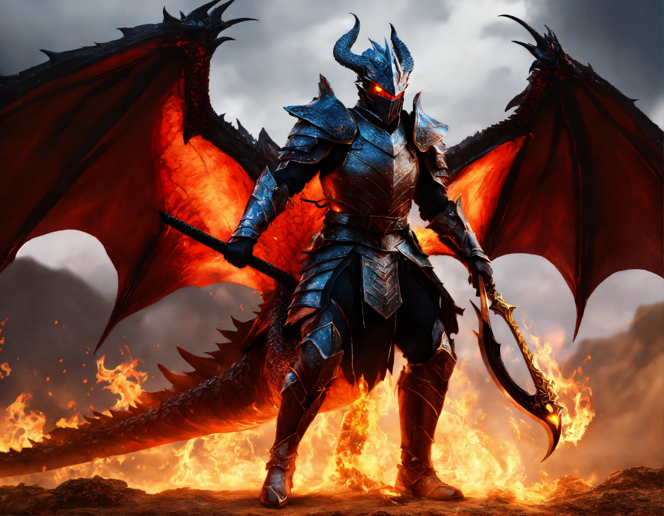 Lexica - Glowing red eyes knight with a black armor and 85% ...