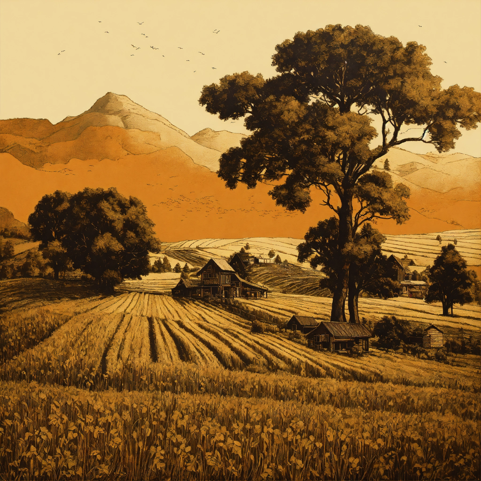 Lexica - In wood block etching style, in 3 colors The beauty and ...