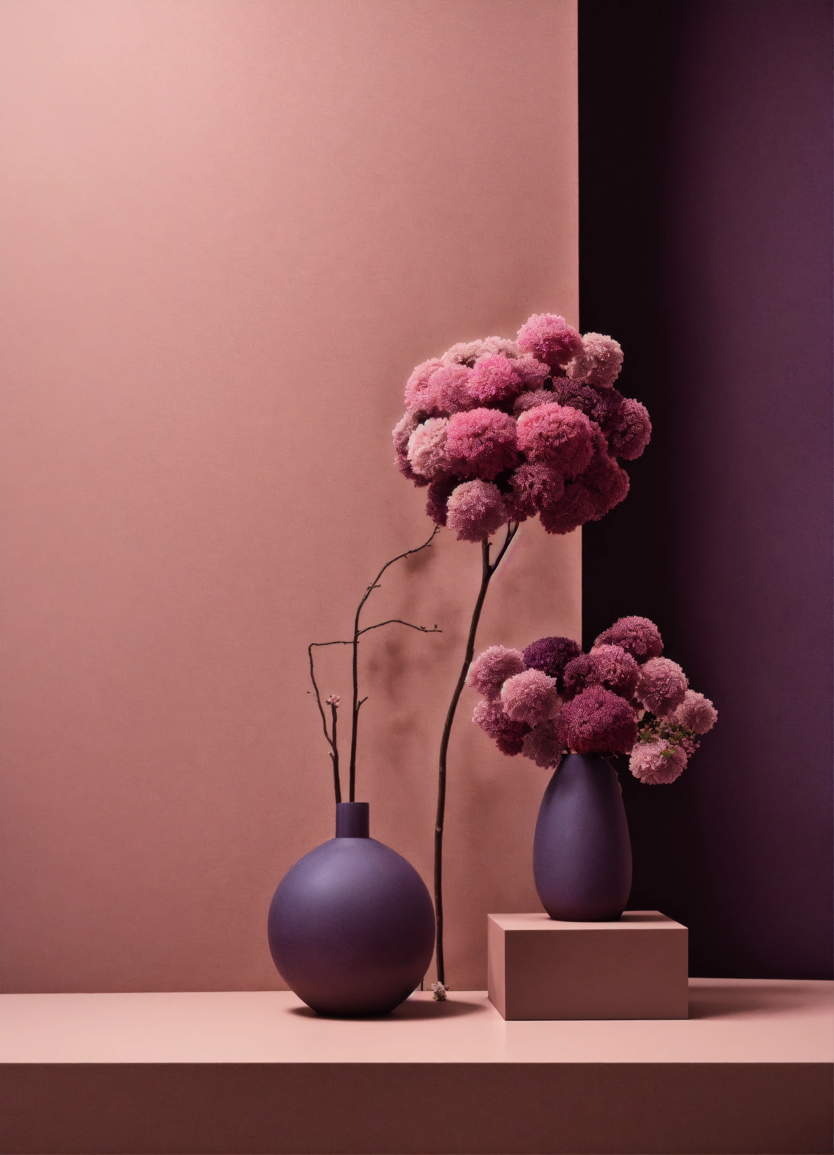 Lexica - Muted tones of dusty pink and dark purple surreal combination ...