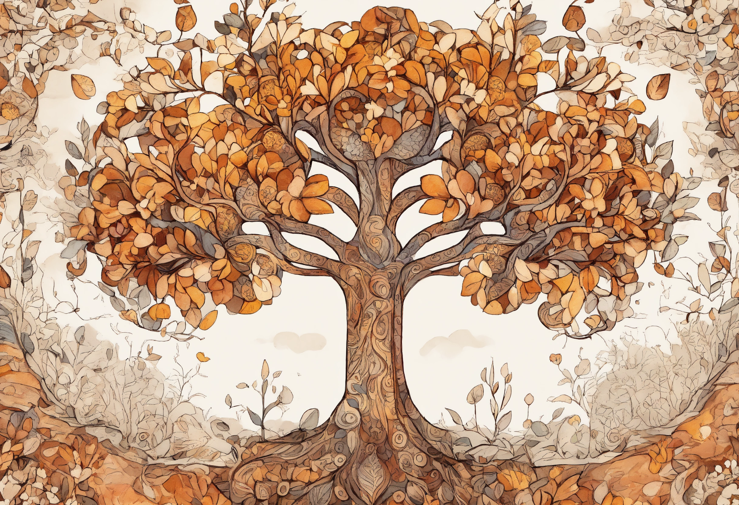 Lexica - Doodle beautiful cartoon style tree of life on a white ...