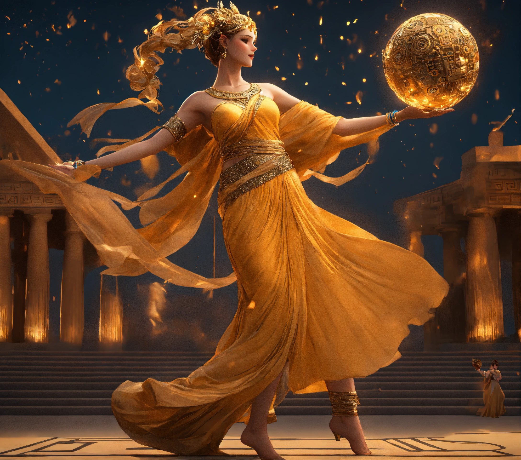 Lexica - Please design a Greek goddess dancing with a ball of COMPUTER ...