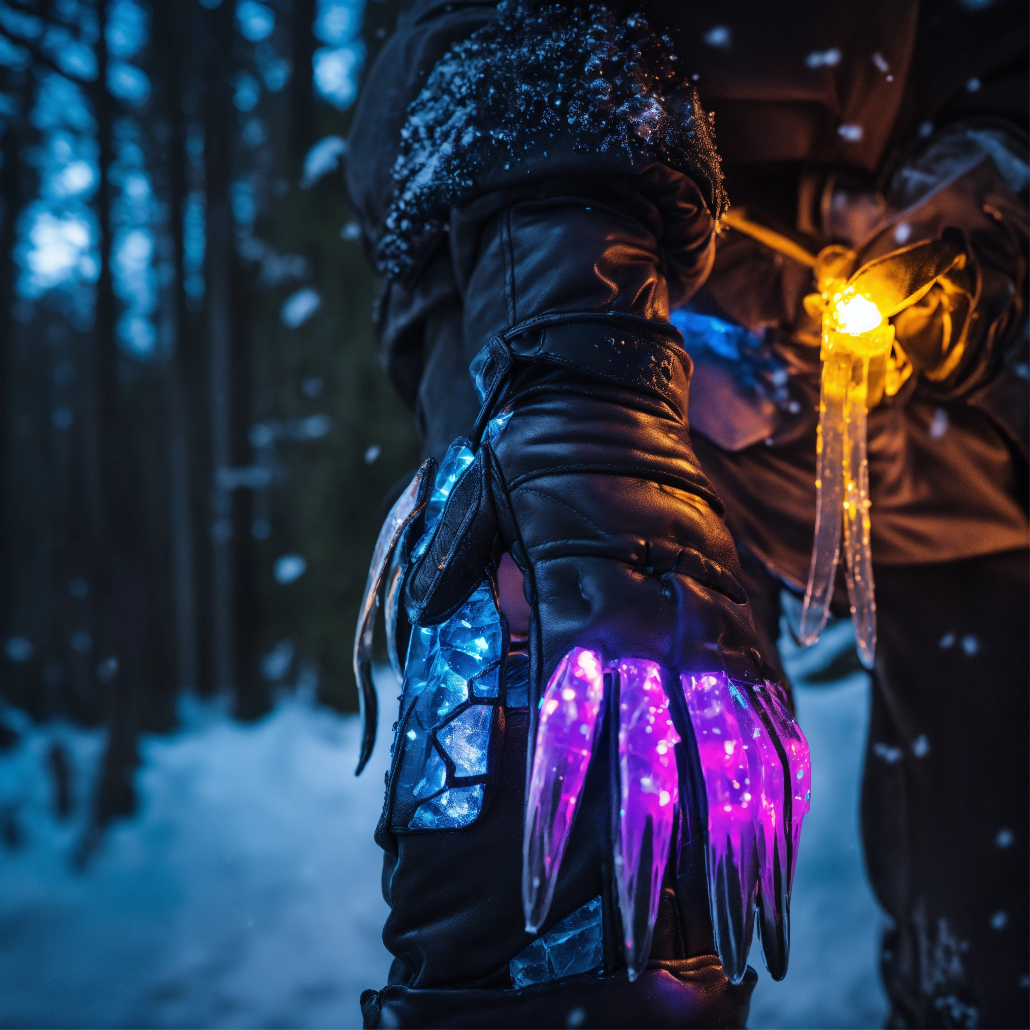 Lexica - Magical glowing scaled ice claw gloves Dripping cold