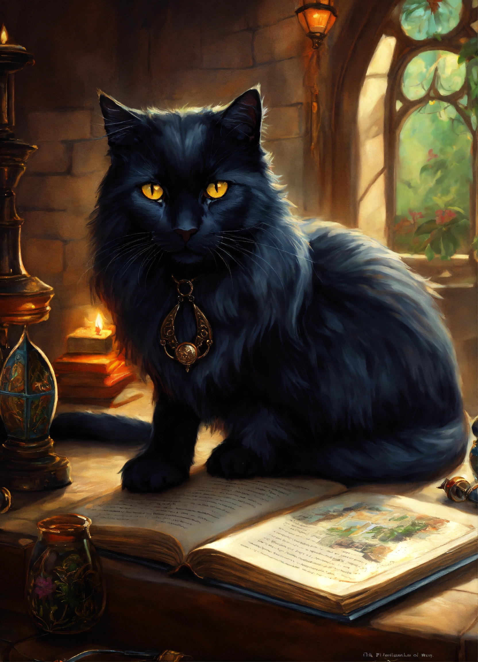 Lexica - Intelligent black cat realistic art fantasy dungeons and dragons