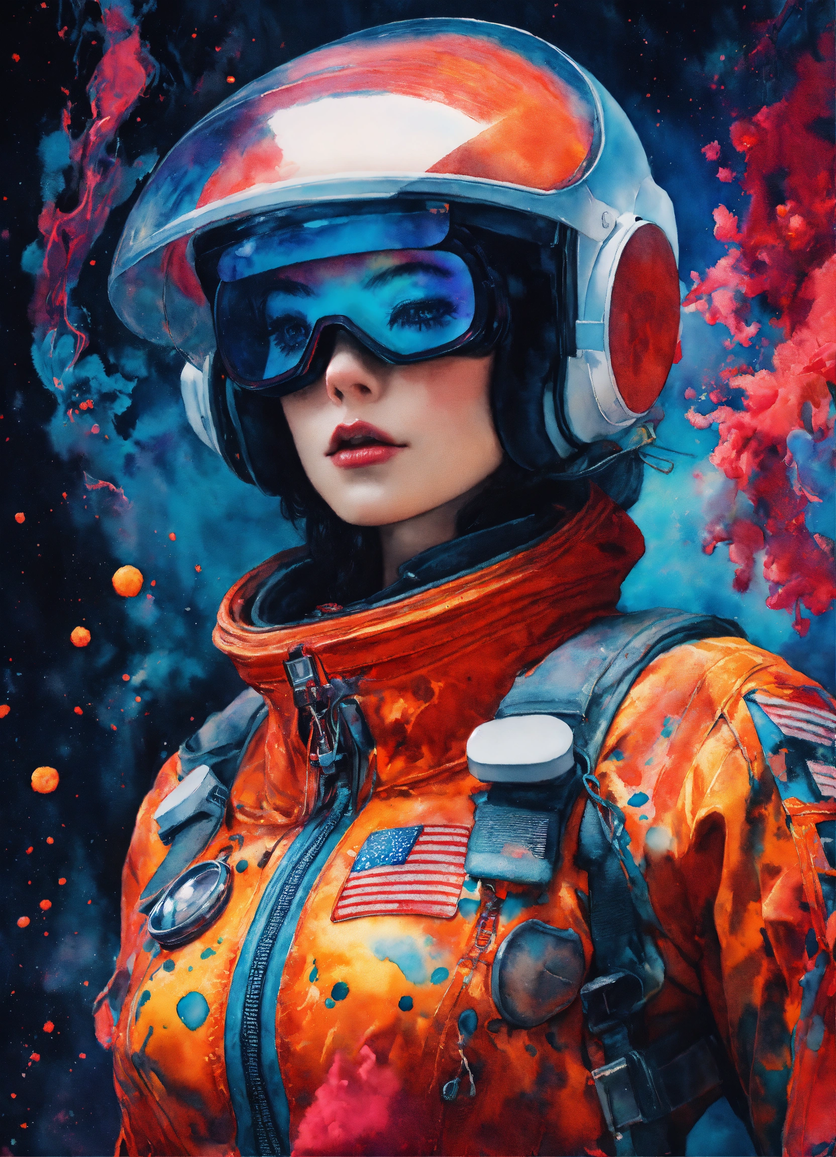 Lexica - Deflagration of vibrant hues Watercolor brush strokes shot Photography, a cyberpunk ...