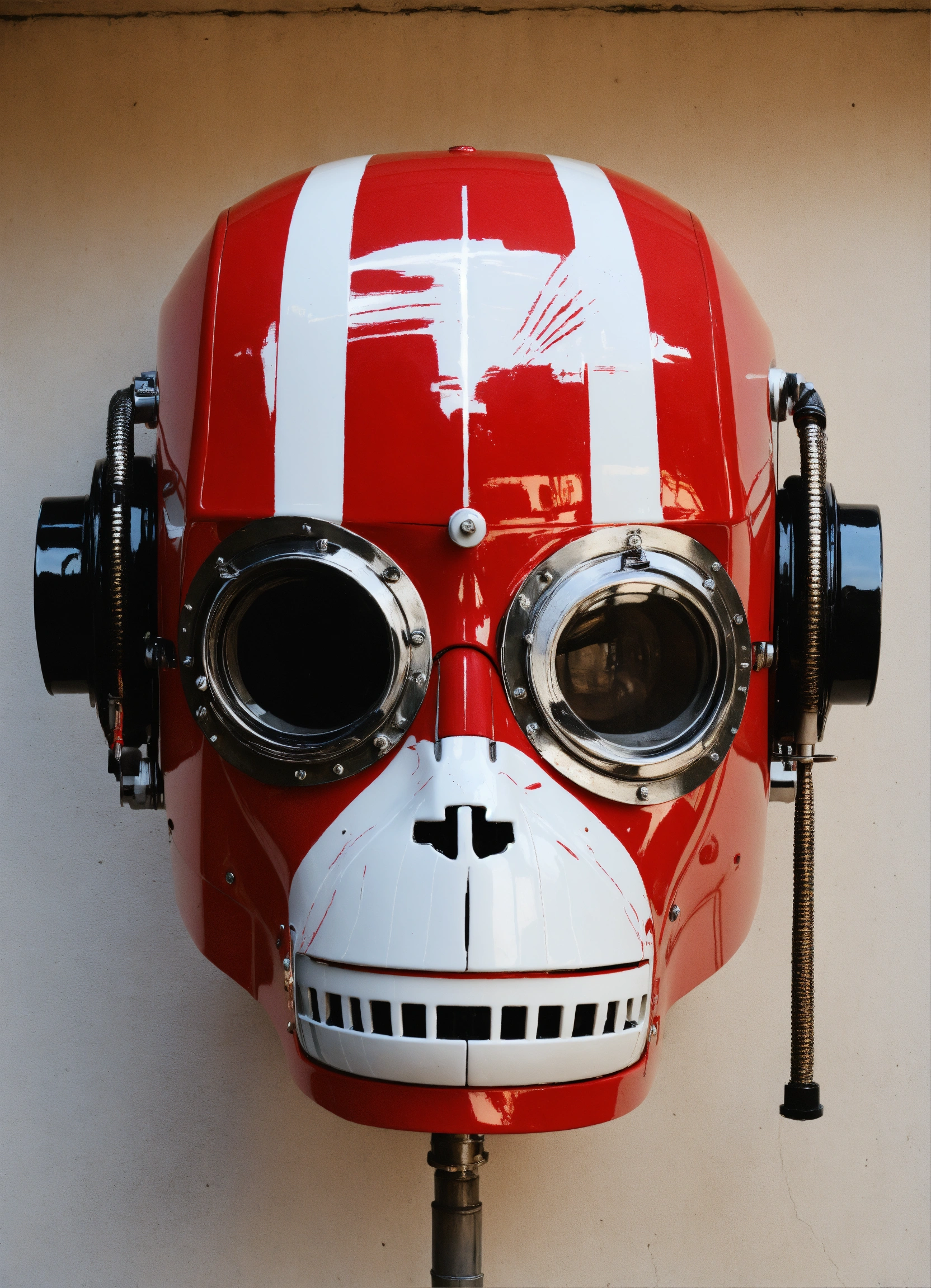 Lexica - Monkey punk robot Mask red and white by Blek le Rat