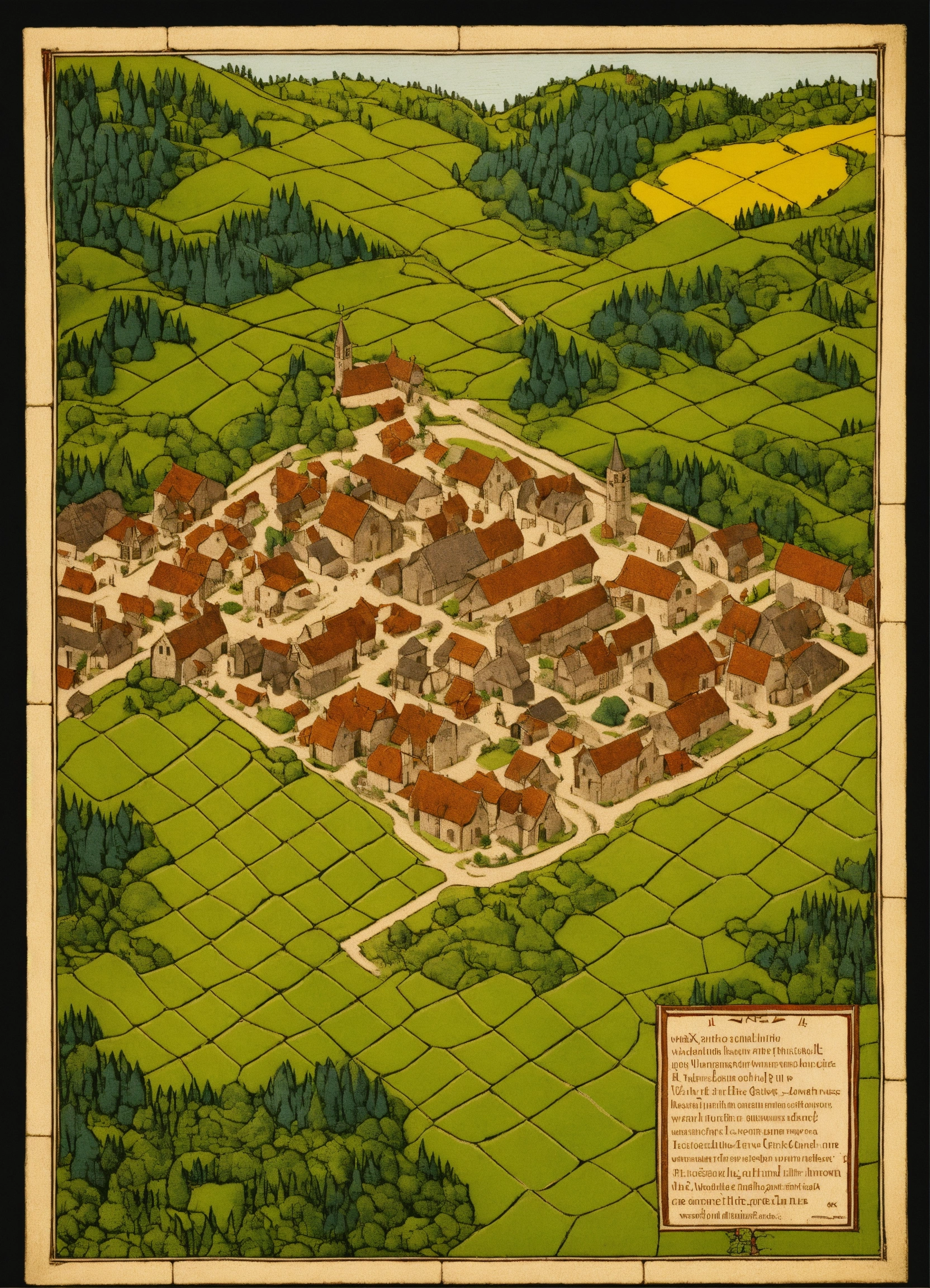 Lexica - Medieval village,woodcut print, map tiles, hex grid