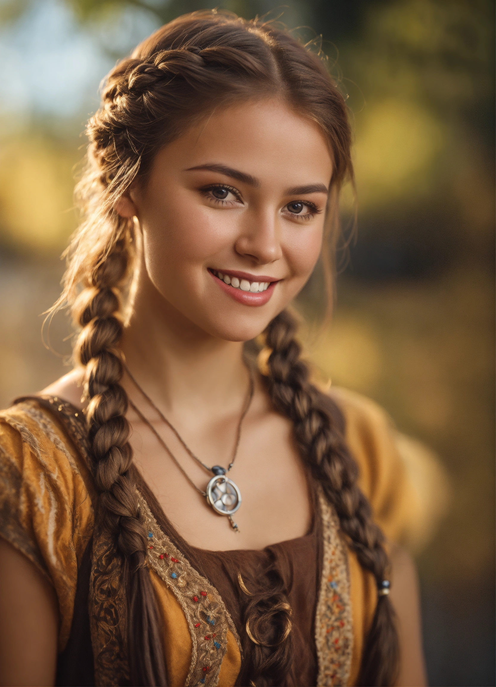 Lexica - Germanic girl, braided hair, dancing, young, brown hair, belly ...