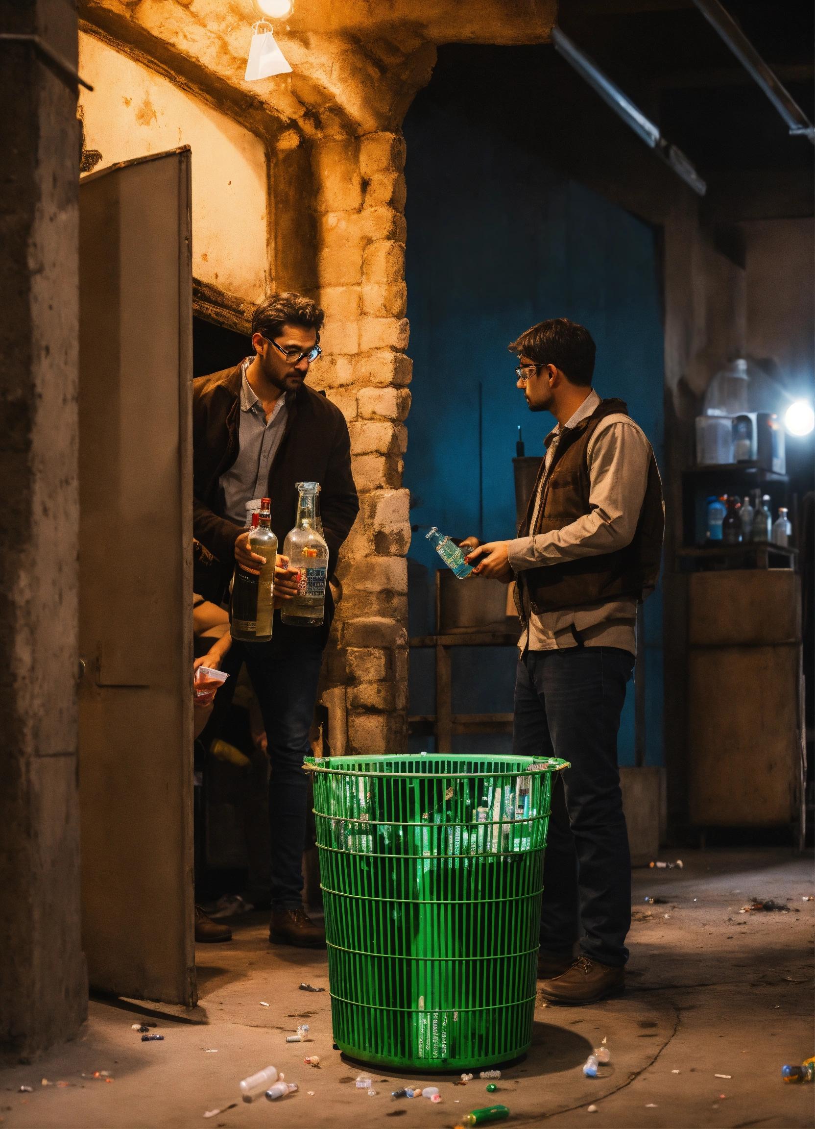 Lexica - At the entrance to the production there is a trash can with ...