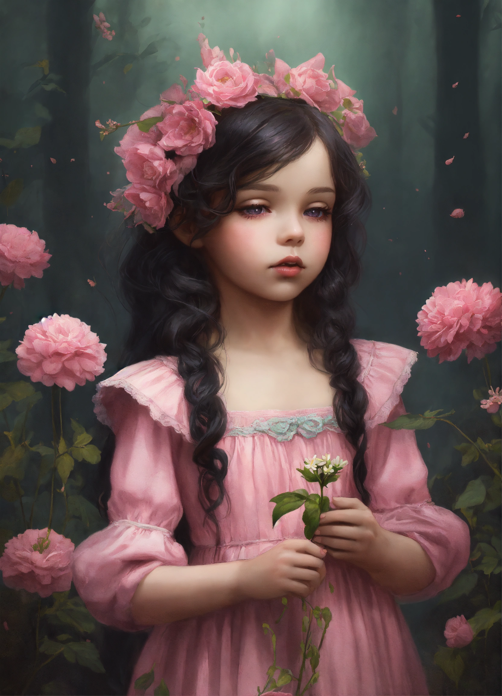 Lexica - Portrait and shot full body of a gothic cute little pink fairy ...