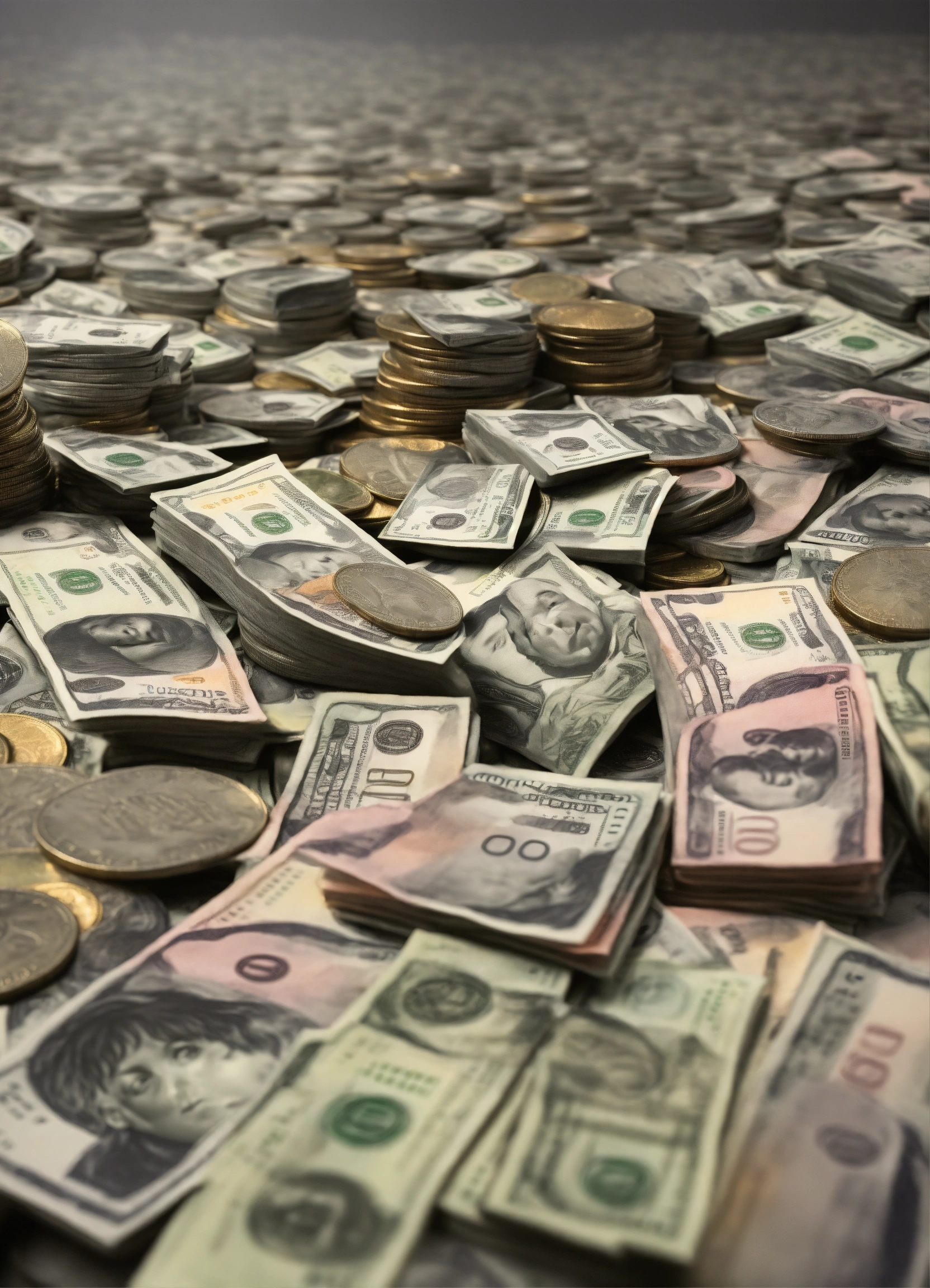 Lexica - Financial independence in gray colors, money, a lot of money ...