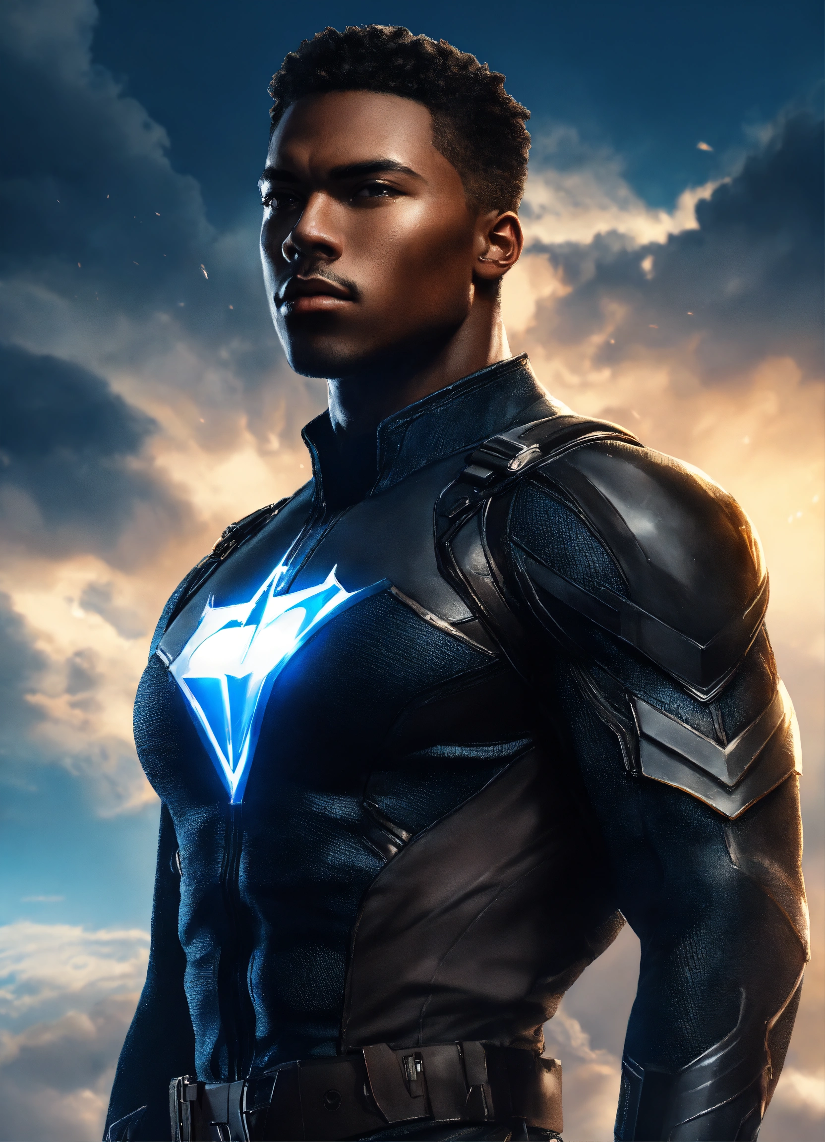Lexica - Black hero, a strong handsome young black super hero man dark ...