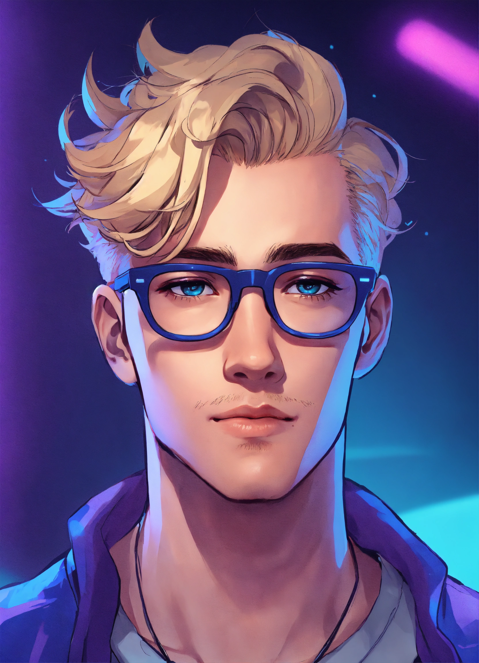 Lexica - A male gaming streamer, blonde hair, clean shaved, short wavy ...