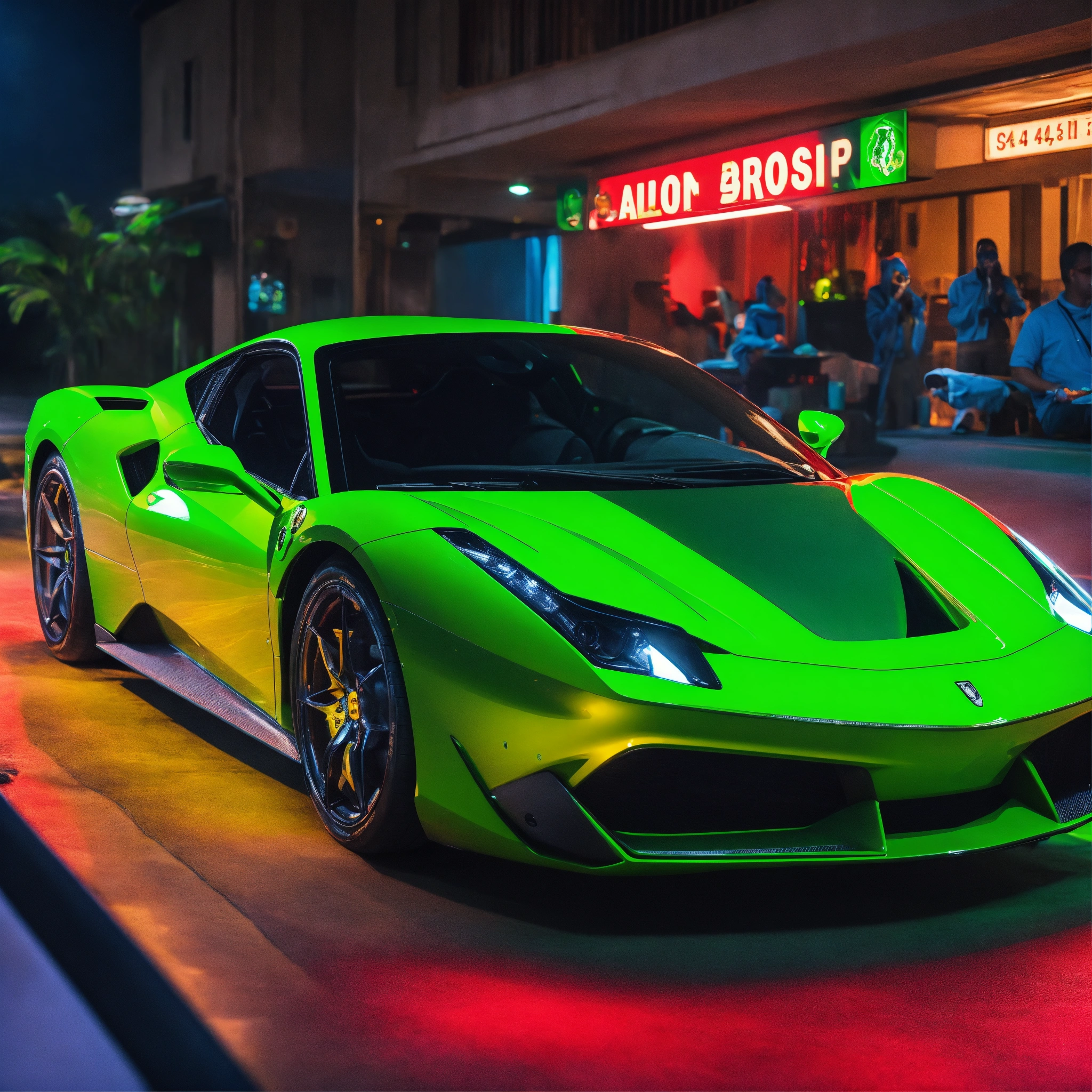 Lexica - Alien smokin blunt inside ferarri 4k